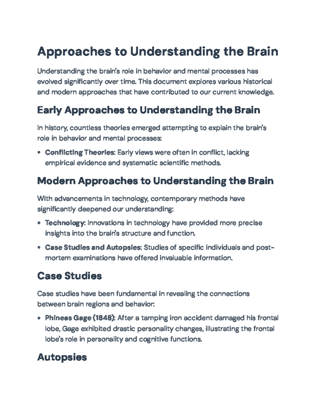 Approaches to Understanding the Brain: Historical and Modern ...