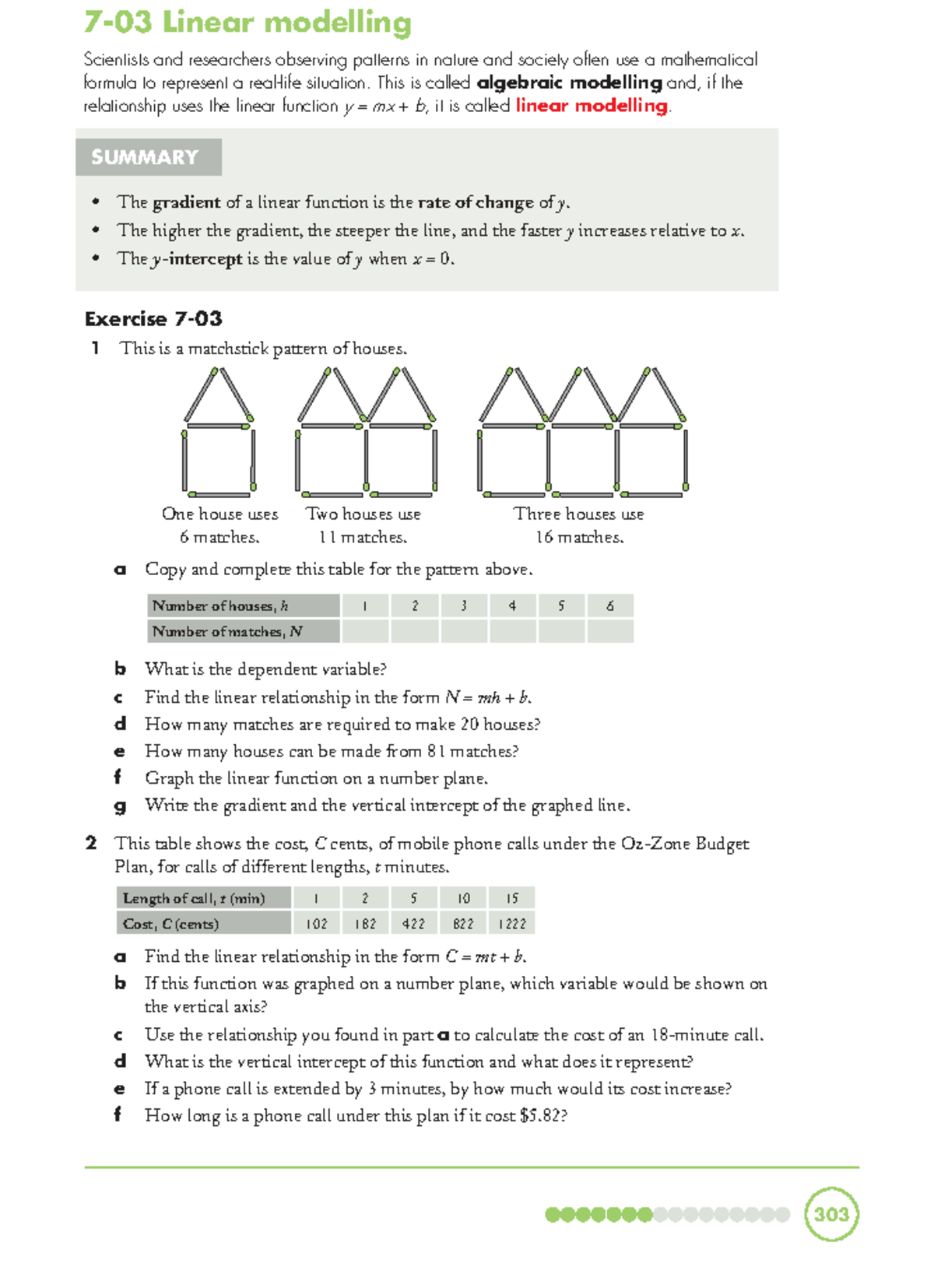 Ex 703 Linear Modelling - exercise 7- 1 This is a matchstick pattern of ...
