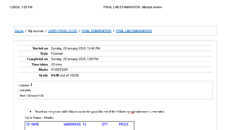 Final LAB Exam Review: SQL Queries and Concepts - Studocu