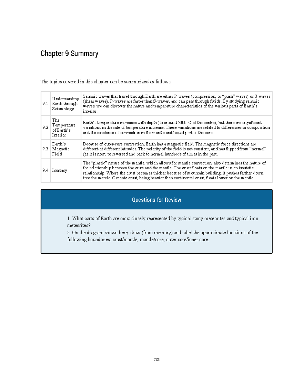 Physical Geology: Chapter 9 Summary on Seismic Waves and Earth's ...
