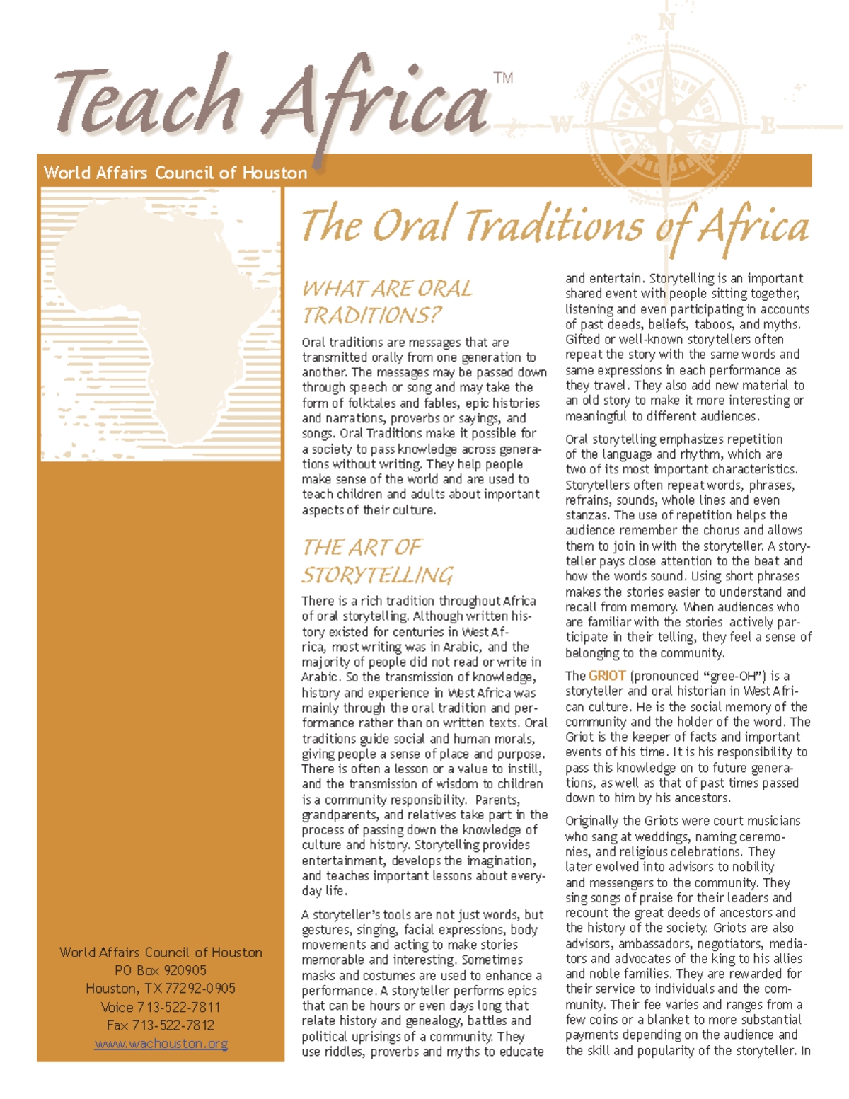 Oral Traditions of West Africa: Exploring Griots and Storytelling - Studocu