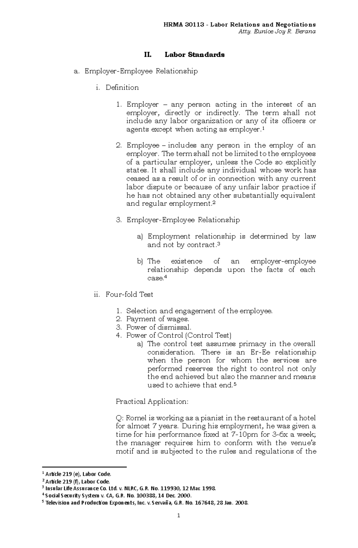 Labor Law 2: Comprehensive Overview of Labor Standards and Relations ...