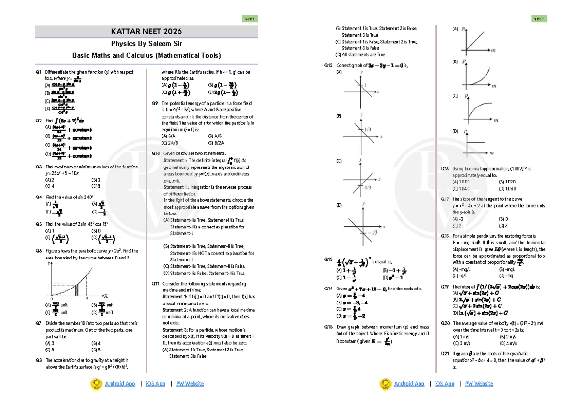 NEET 2026 Physics Study Notes: Comprehensive Review and Practice - Studocu