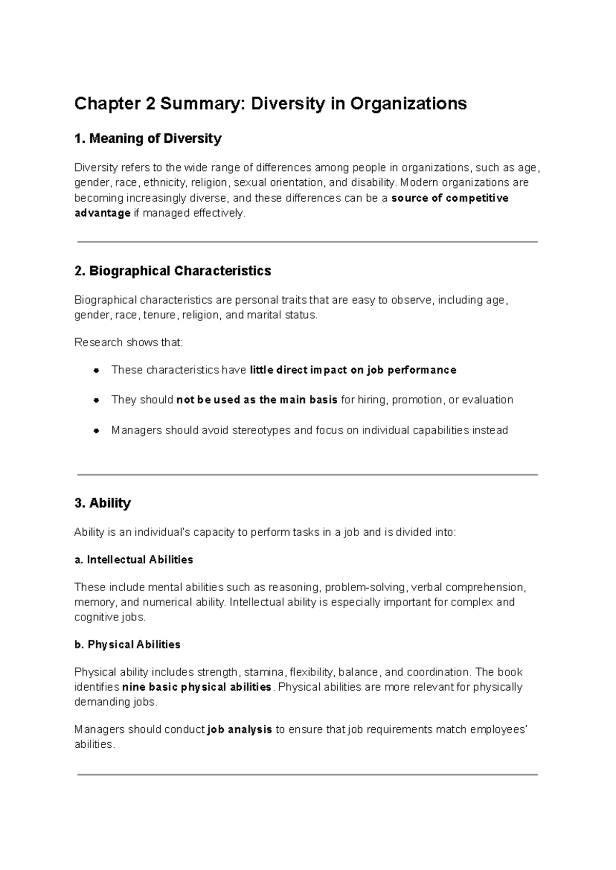 Chapter 2 Summary: Diversity in Organizations (Diversity Management ...