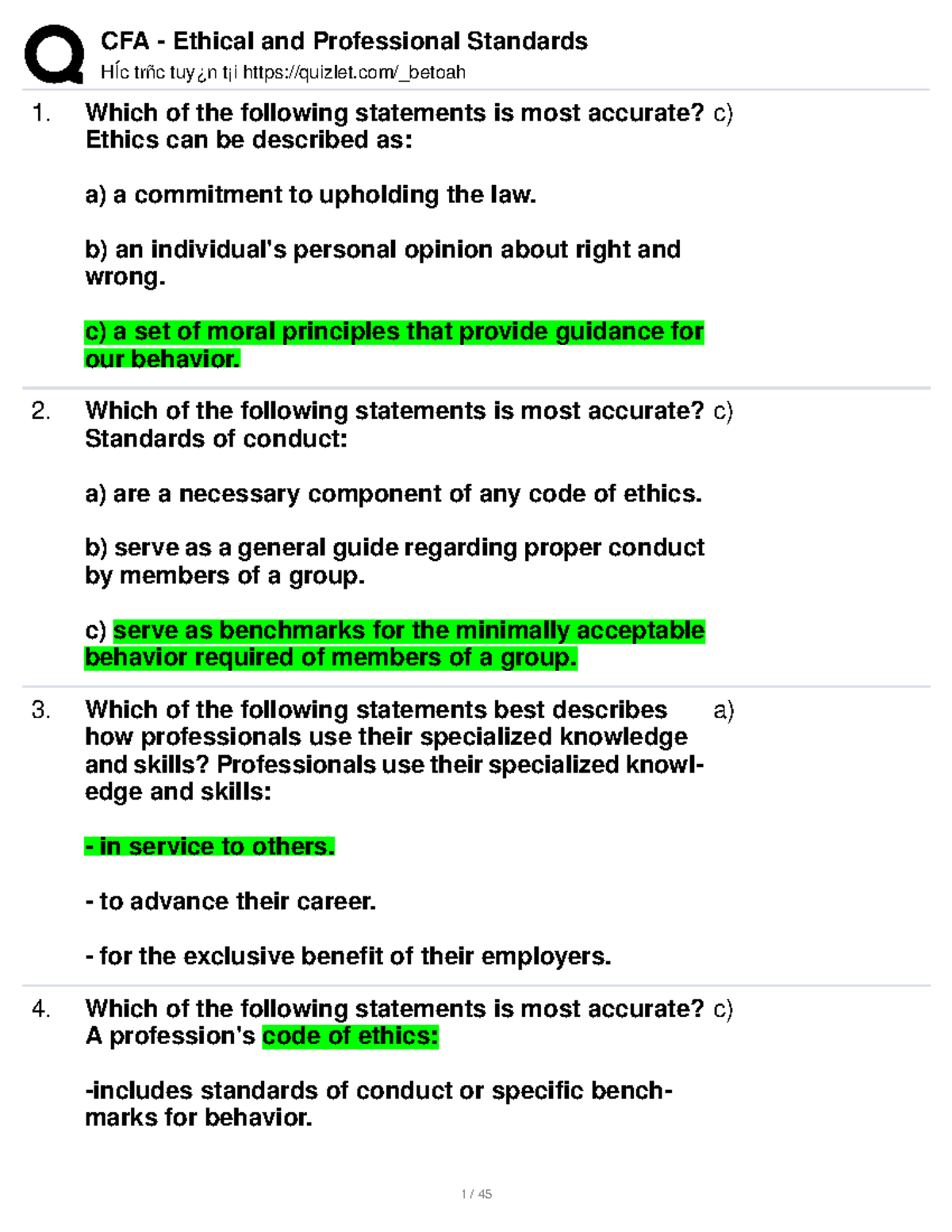 CFA Ethical and Professional Standards Study Notes - Studocu