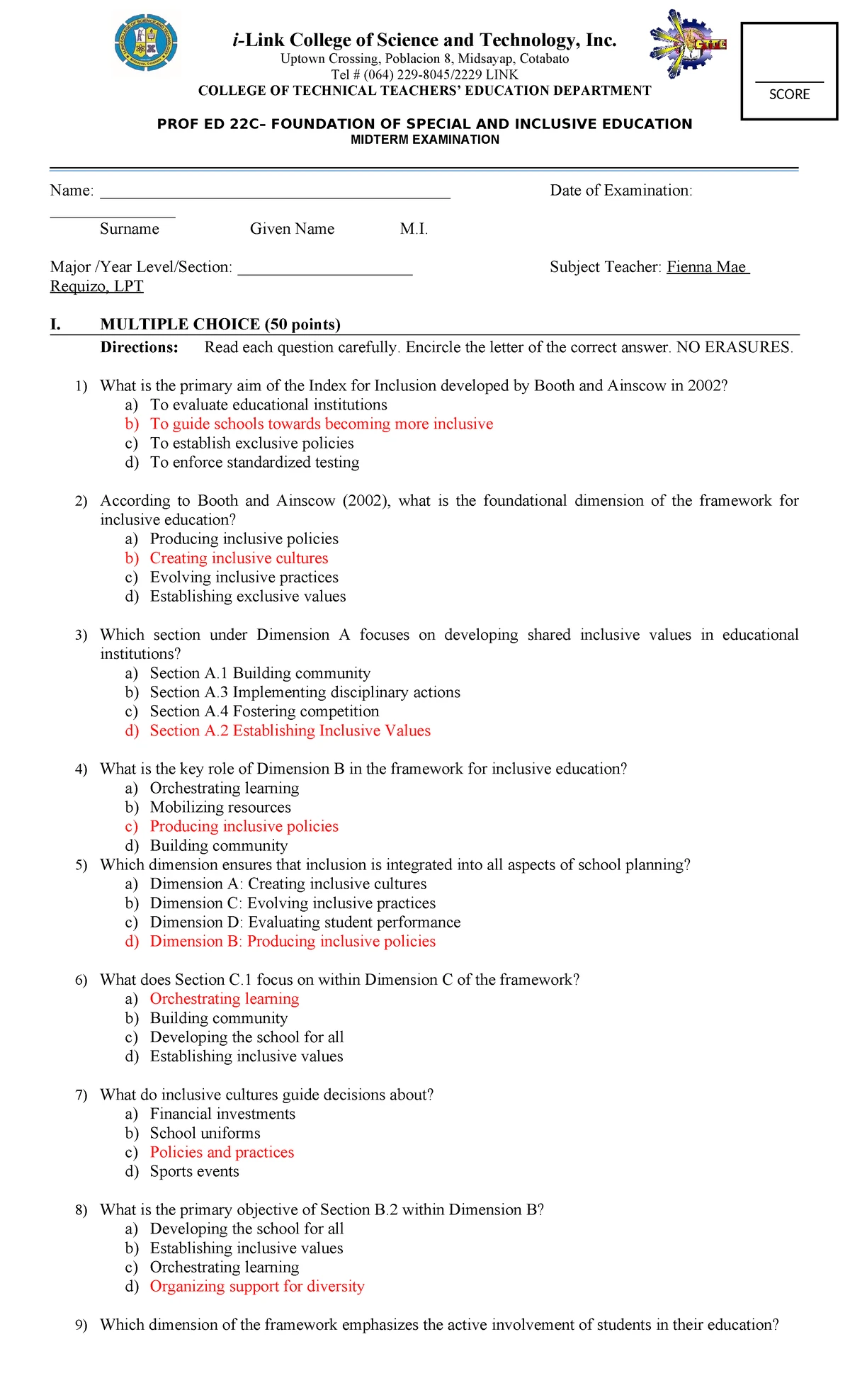 TP- Curriculum Dev & Eval: Prelim Exam on Trainers' Methodology 2 - Studocu