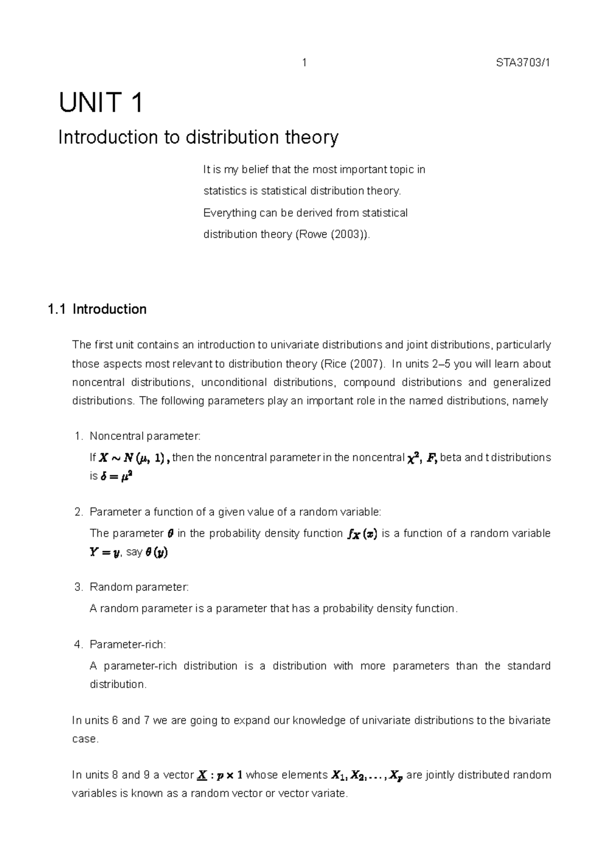 Lesson 1: Introduction to Distribution Theory in Statistics (STAT101 ...