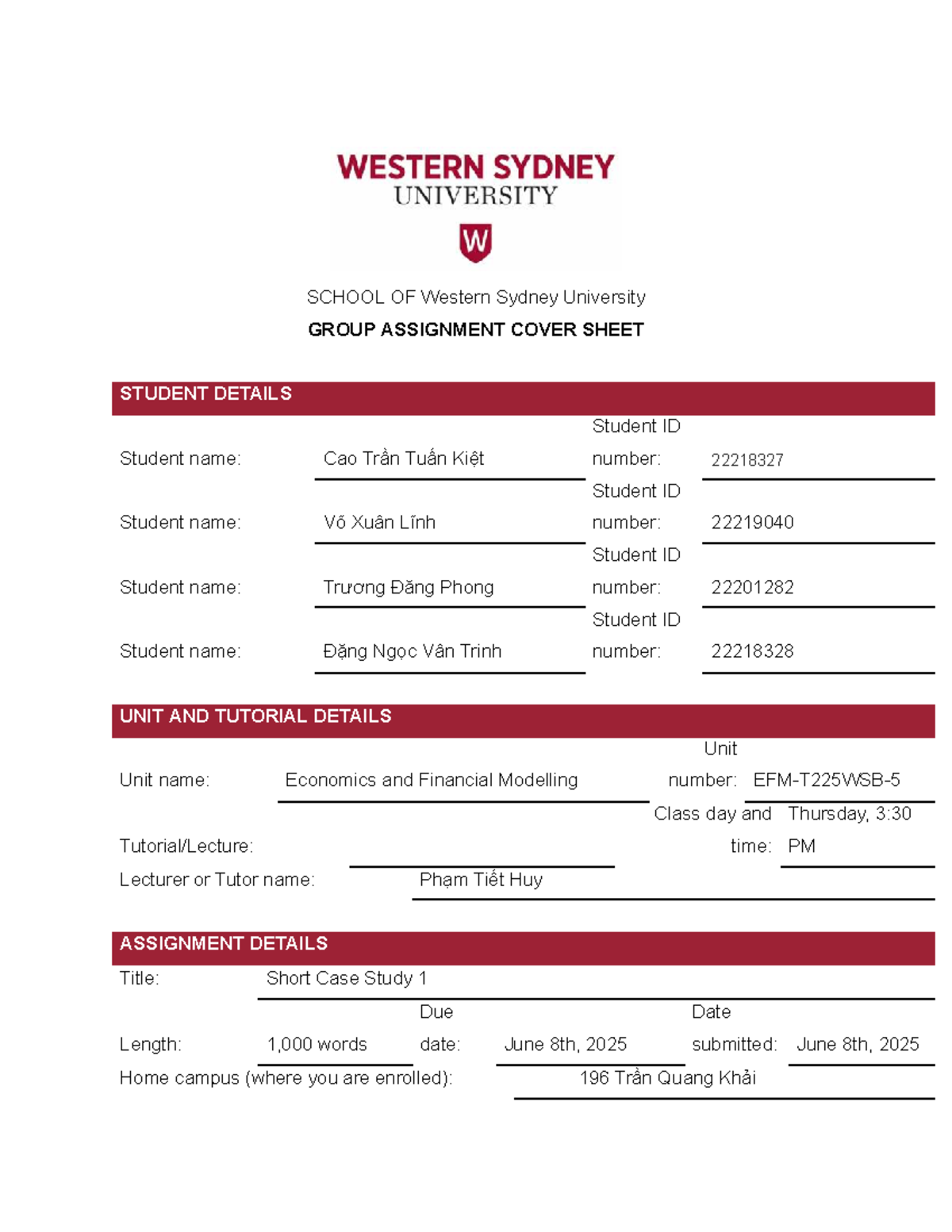 EFM-T225WSB-5 Short Case Study 1: Group 6 Analysis and Findings - Studocu