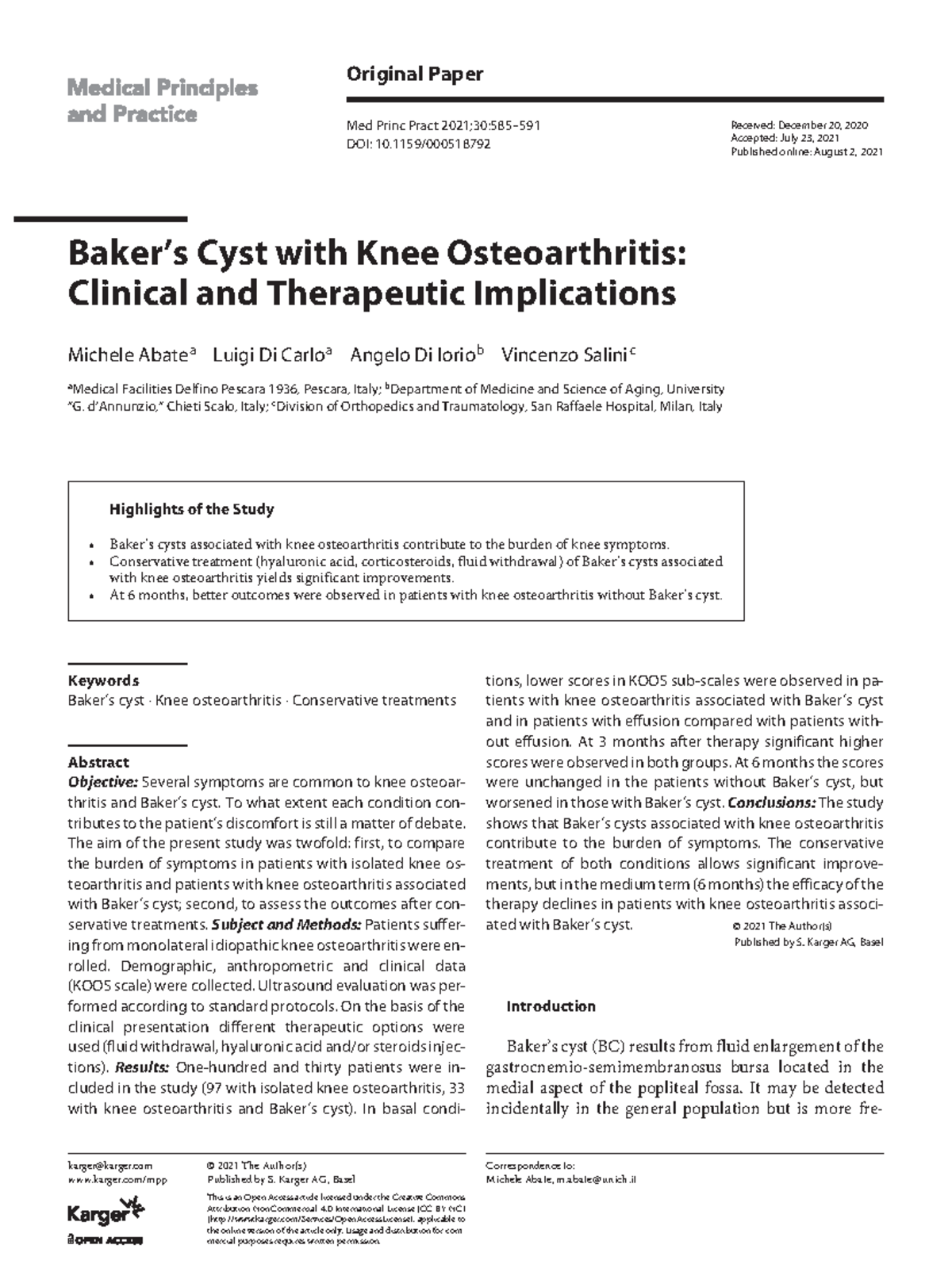 Cyst with Knee Osteoarthritis: Clinical Insights and Treatment Outcomes ...