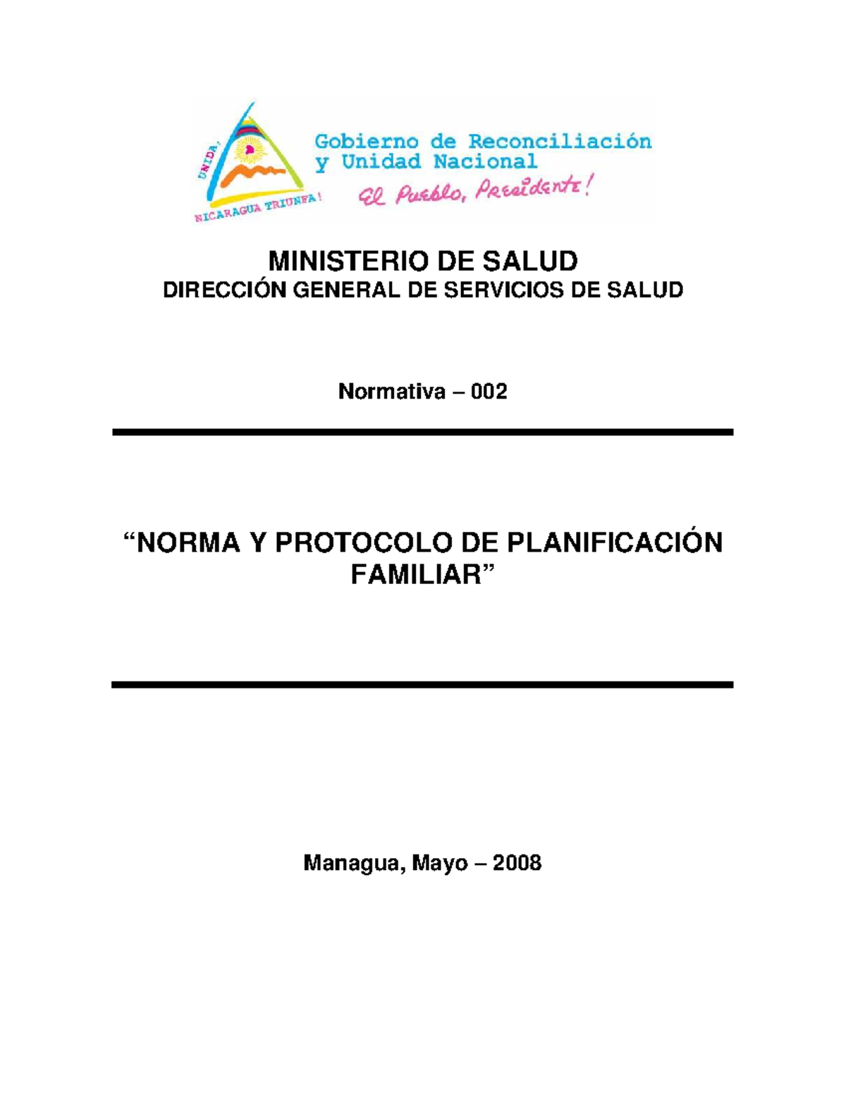 Normativa 002: Protocolo de Planificación Familiar en Nicaragua - Studocu