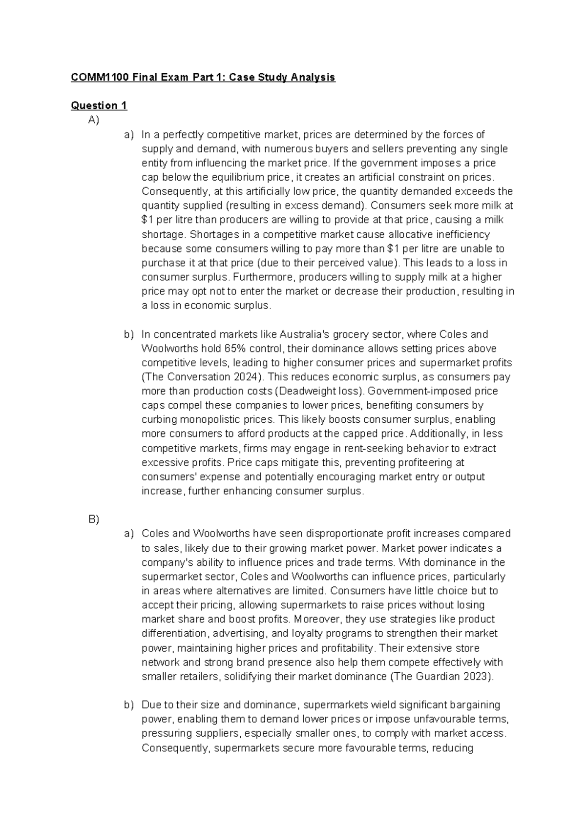 COMM1100 Final Exam Part 1 Case Study Analysis - COMM1100 Final Exam Part 1: Case Study Analysis ...