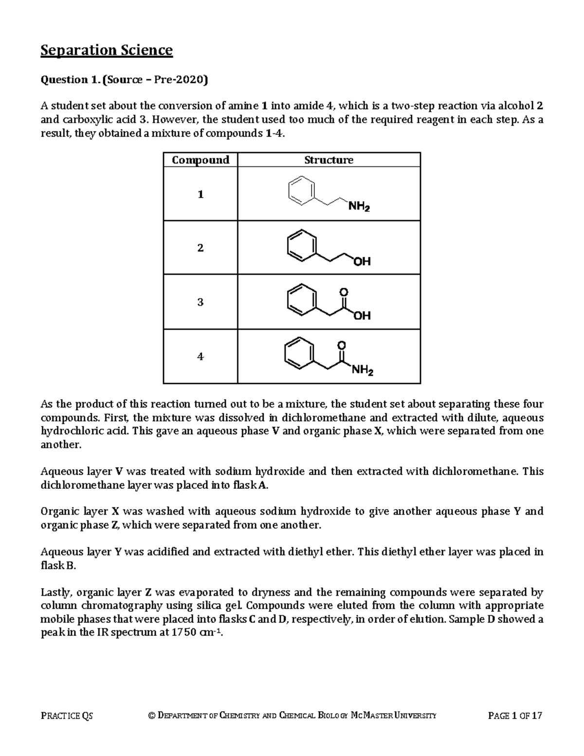 Separation Science Practice Questions - CHEM 2021 - Studocu