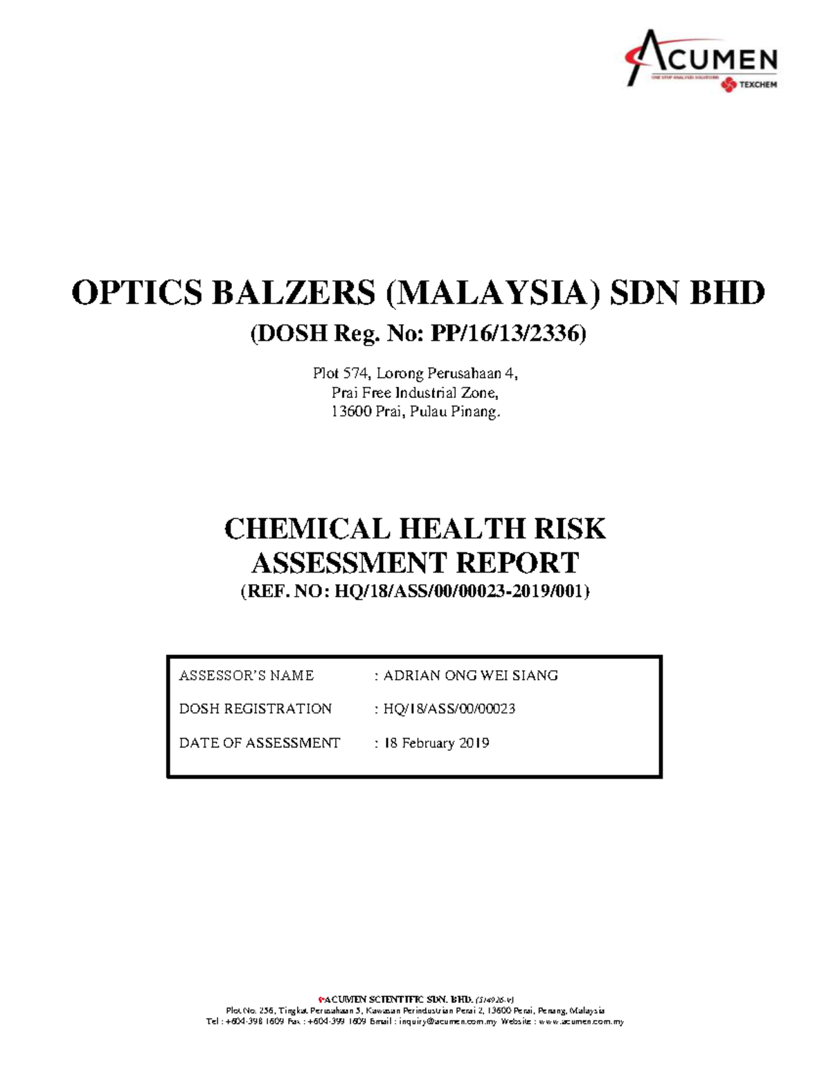 Chemical Health Risk Assessment CHRA Draft Report - Mechanic of ...