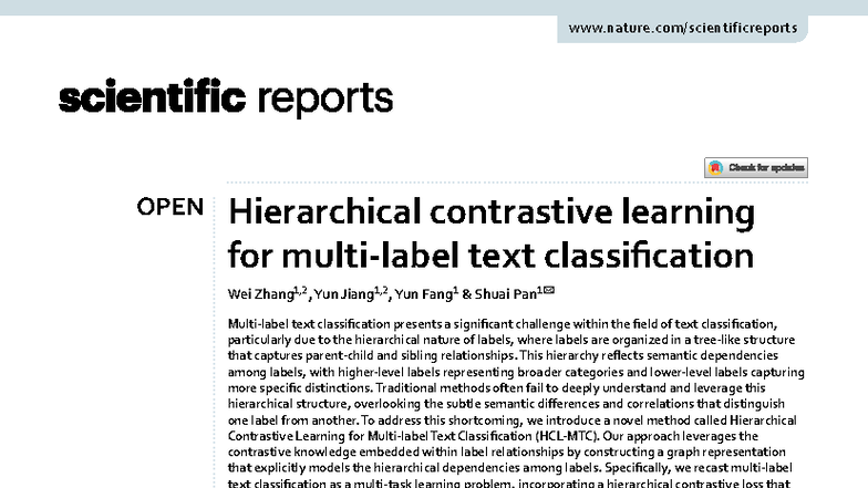 Hierarchical Contrastive Learning for Text Classification (HCLMTC ...