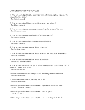 AP US Government Unit 3 Study Guide Civil Liberties and Civil Rights ...
