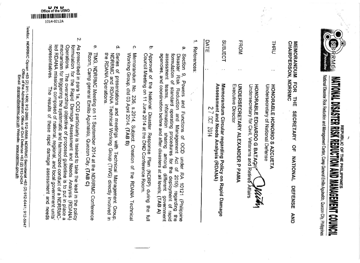 Guidelines for Rapid Damage Assessment and Needs Analysis (RDANA) - Studocu