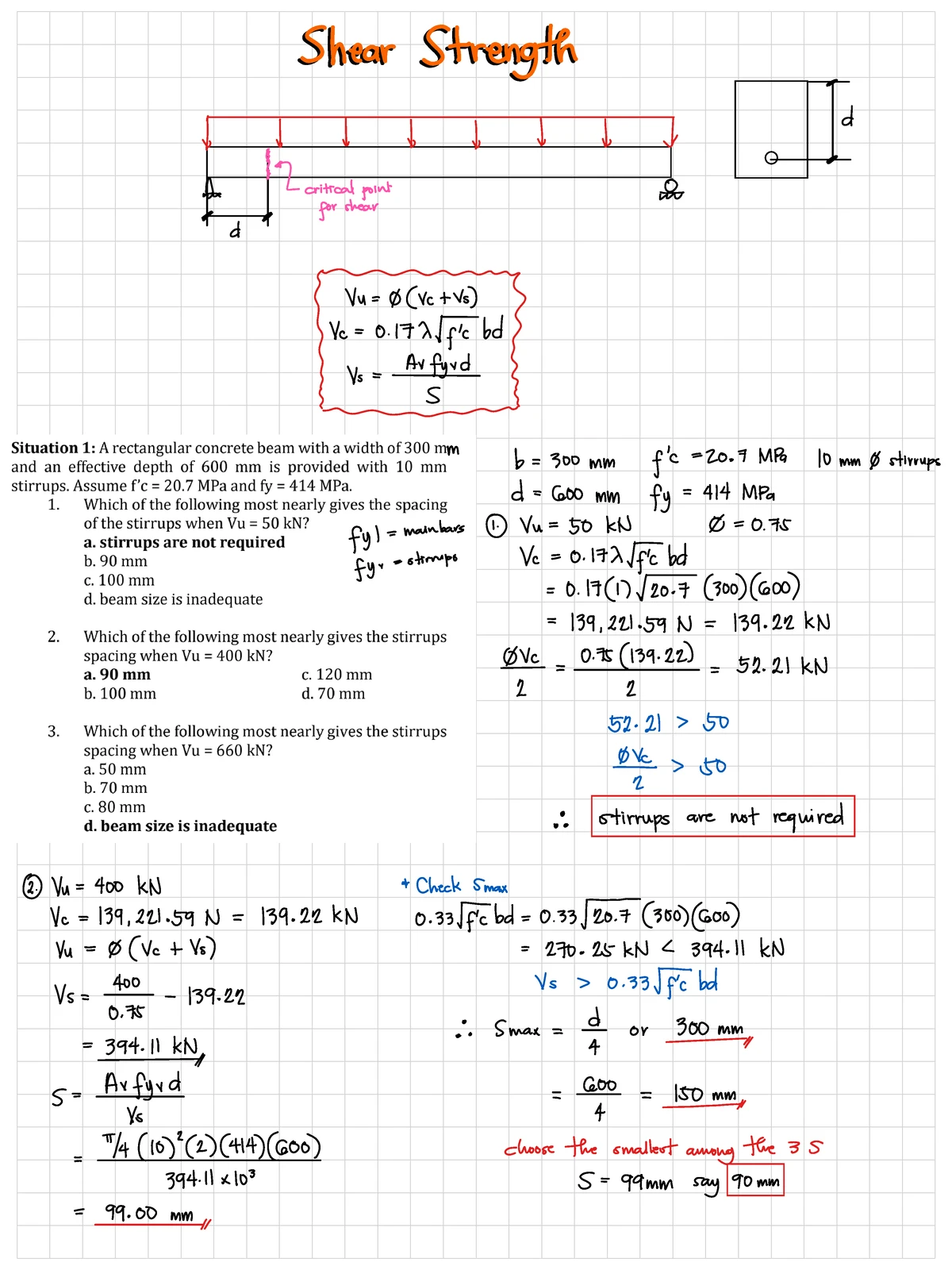 Reinforced Concrete Design 2: Shear Strength Analysis & Calculations ...