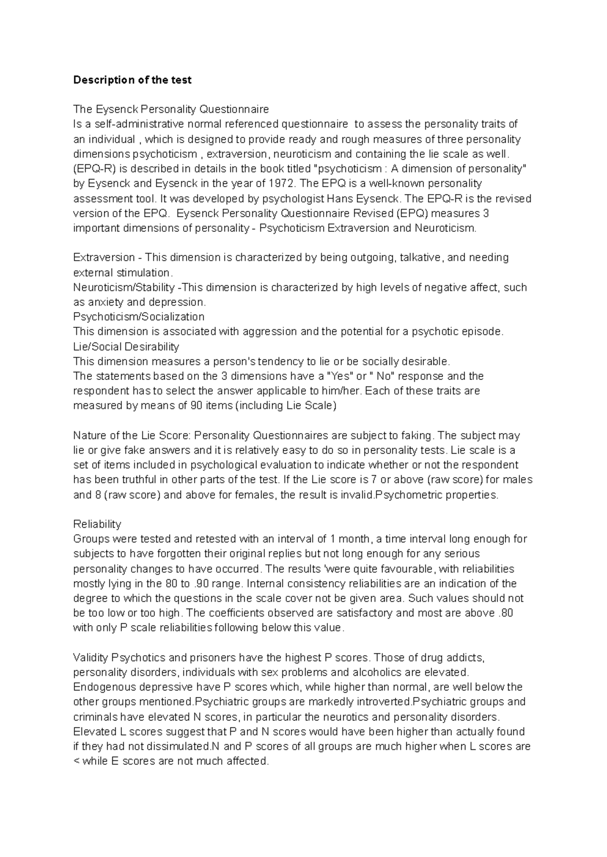 EPQ-R Practical Guide: Understanding Personality Dimensions and Scores ...