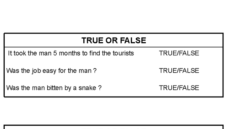 TRUE OR FALSE: Reading Comprehension Questions and Sentence Completion ...