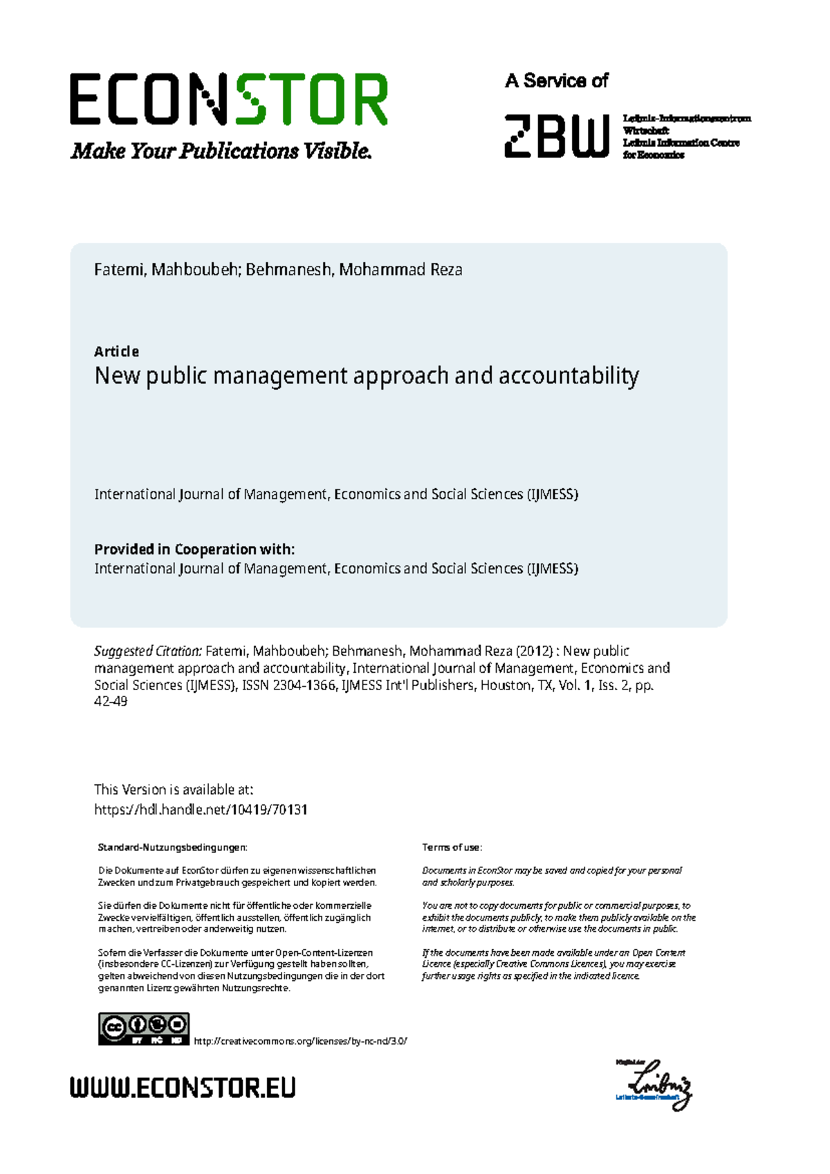 New Public Management Approach and Accountability: A Research Overview ...