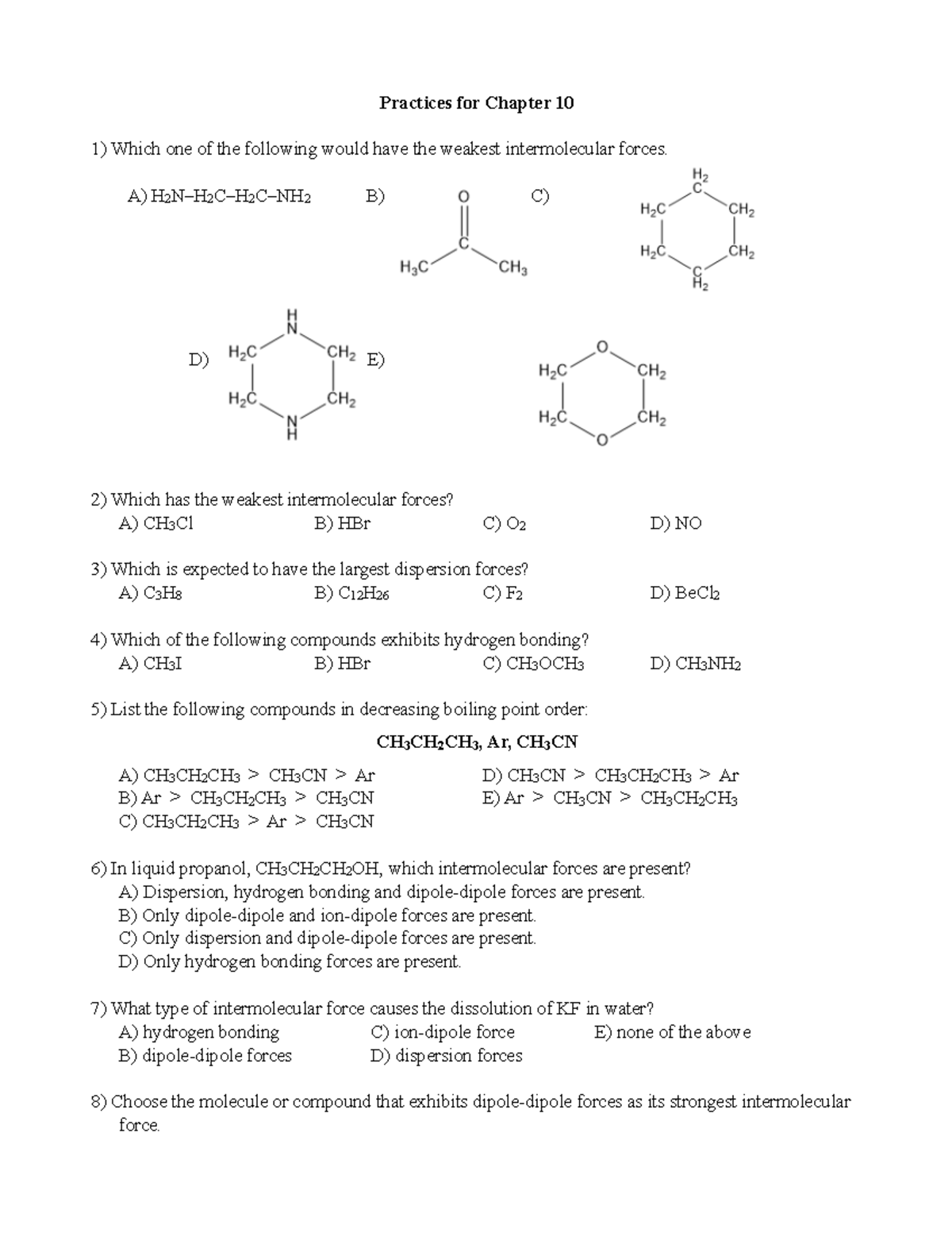 Worked Practices for Chapter 10: Intermolecular Forces and Properties ...