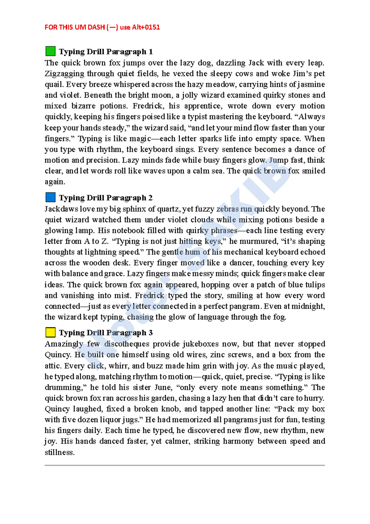 Class-03 IB Typing Drill: Mastering Pangrams with Rhythm and Flow - Studocu