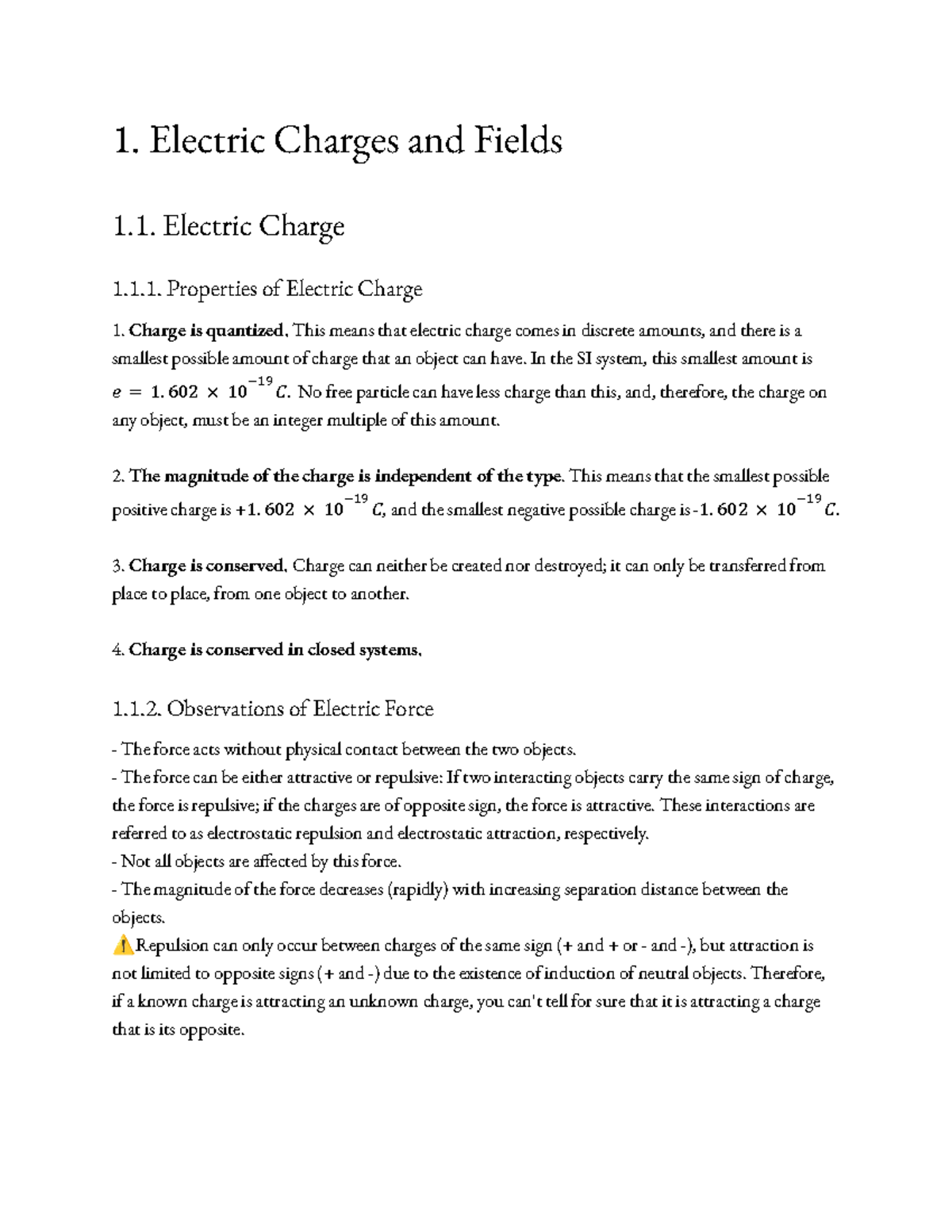 Electric Charges and Fields: Concepts and Properties (PHYS 131) - Studocu