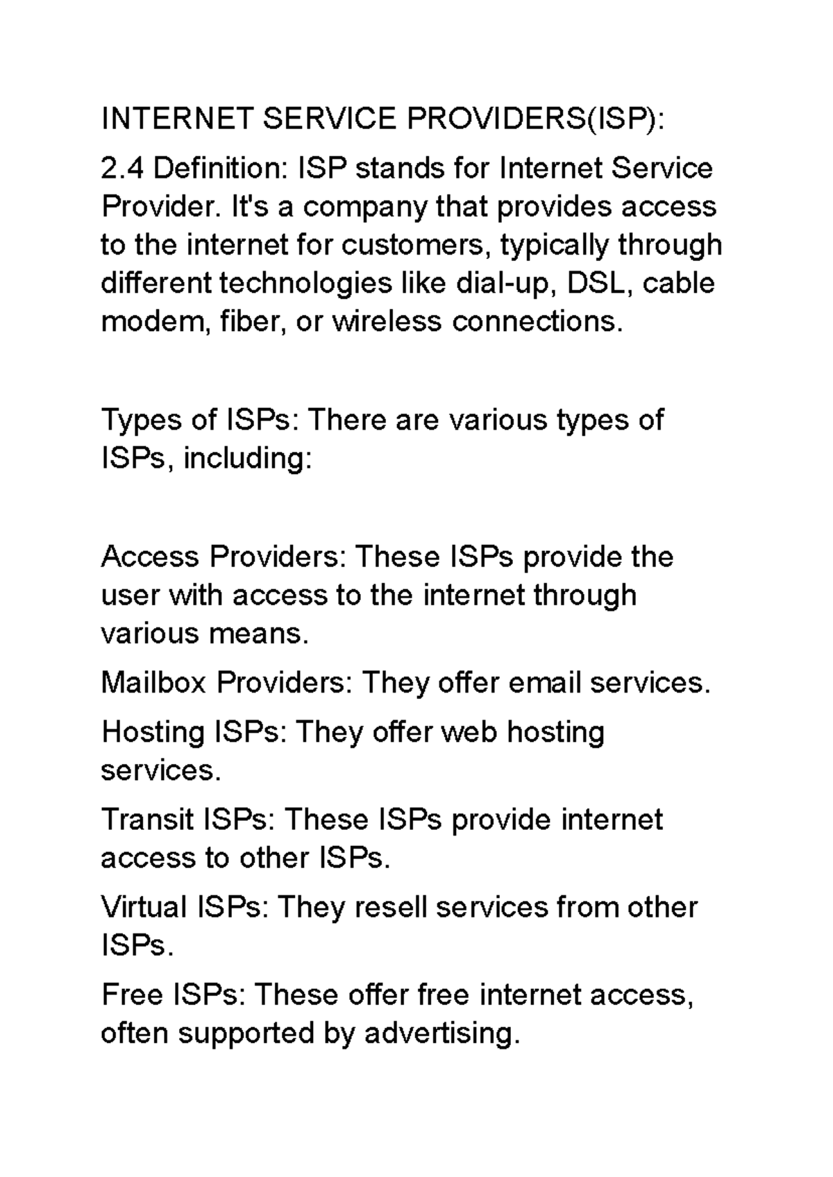 ISP Notes: Understanding Internet Service Providers and Their Services ...
