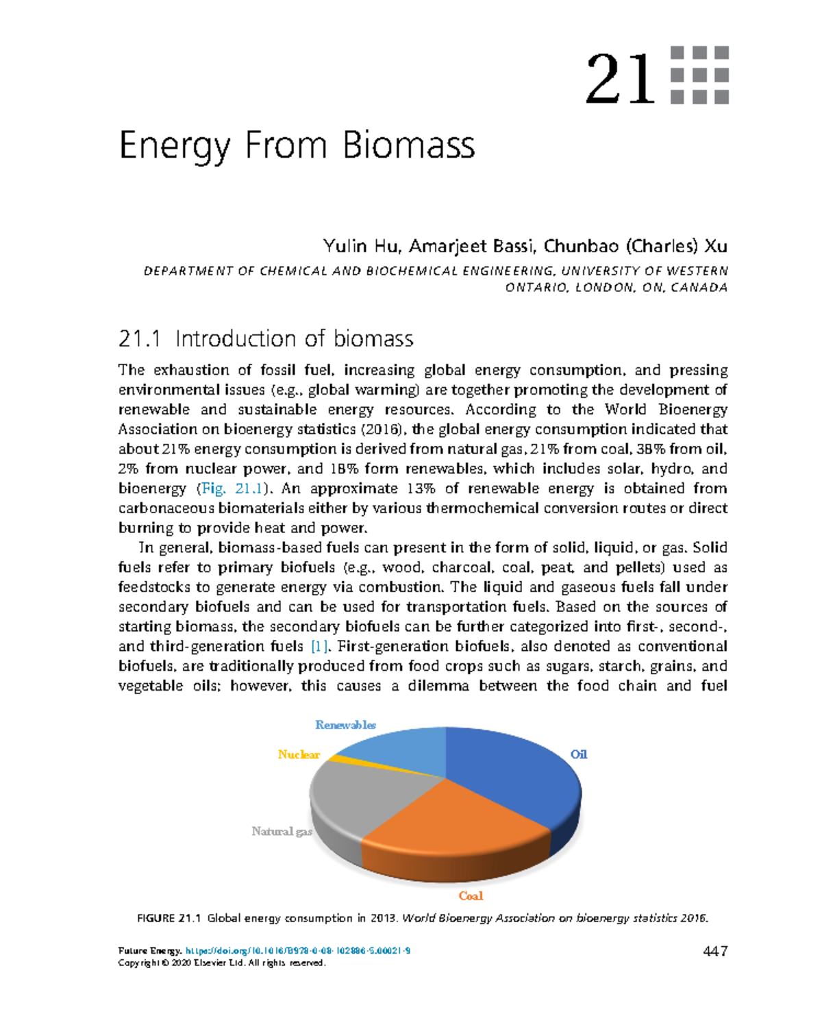 Energy From Biomass - 21 Energy From Biomass Yulin Hu, Amarjeet Bassi ...