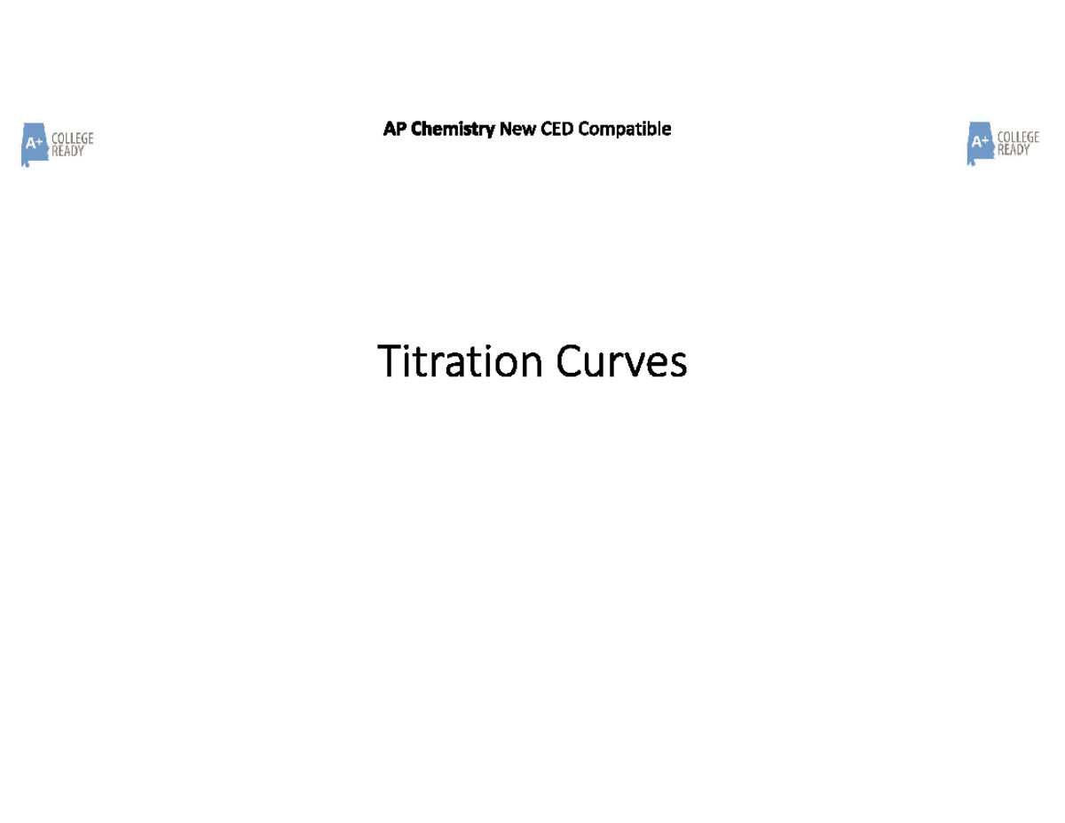AP Chemistry Unit 8: Titration Curves Student Notes - Studocu