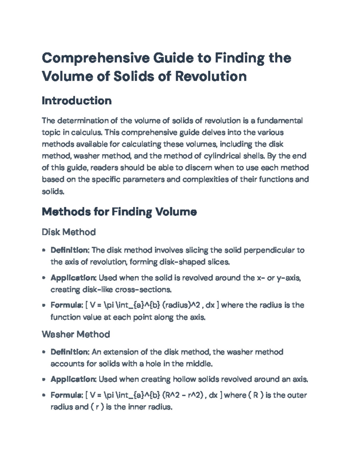 Comprehensive Guide to Volume of Solids of Revolution - Calculus ...
