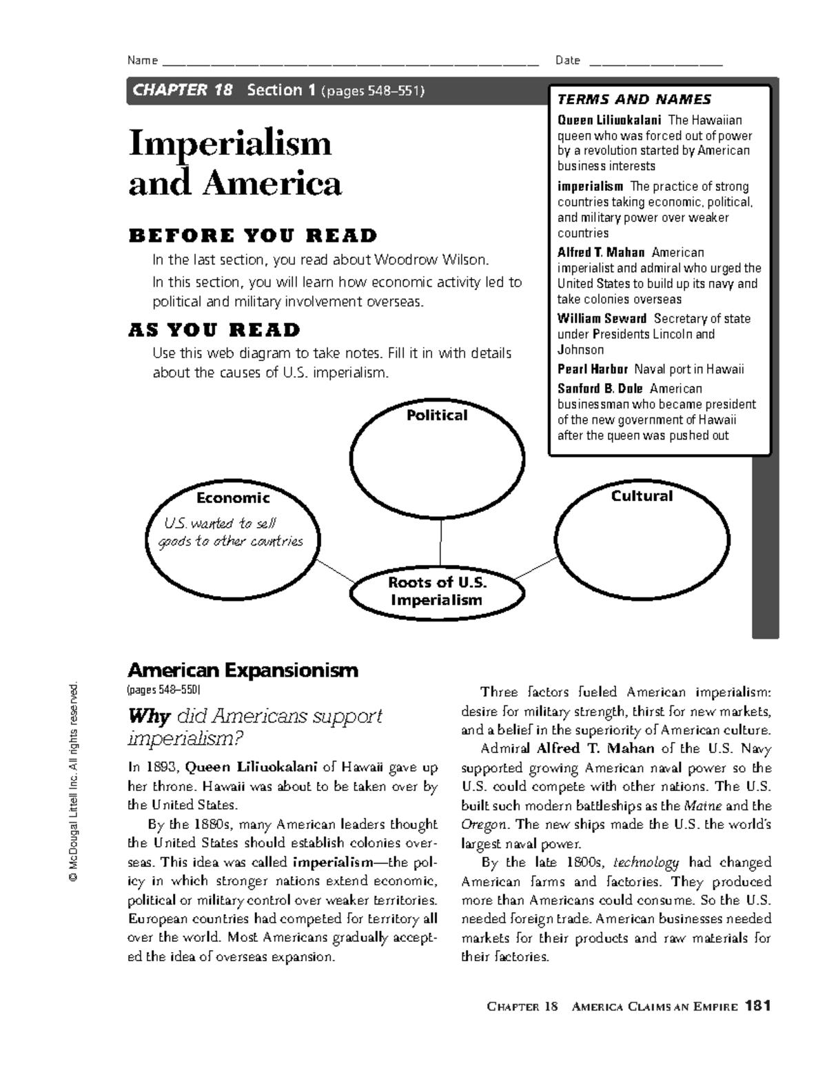 AJE18AAD Chapter 18: U.S. Imperialism and Economic Expansion - Studocu