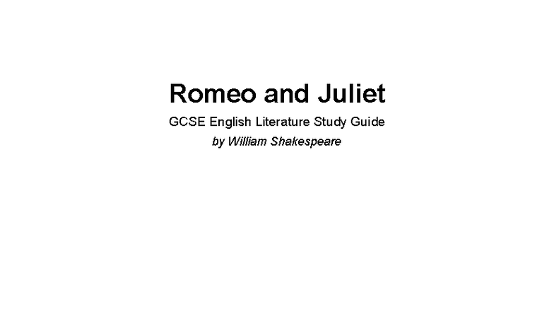 Romeo and Juliet GCSE English Literature Study Guide: Key Themes ...