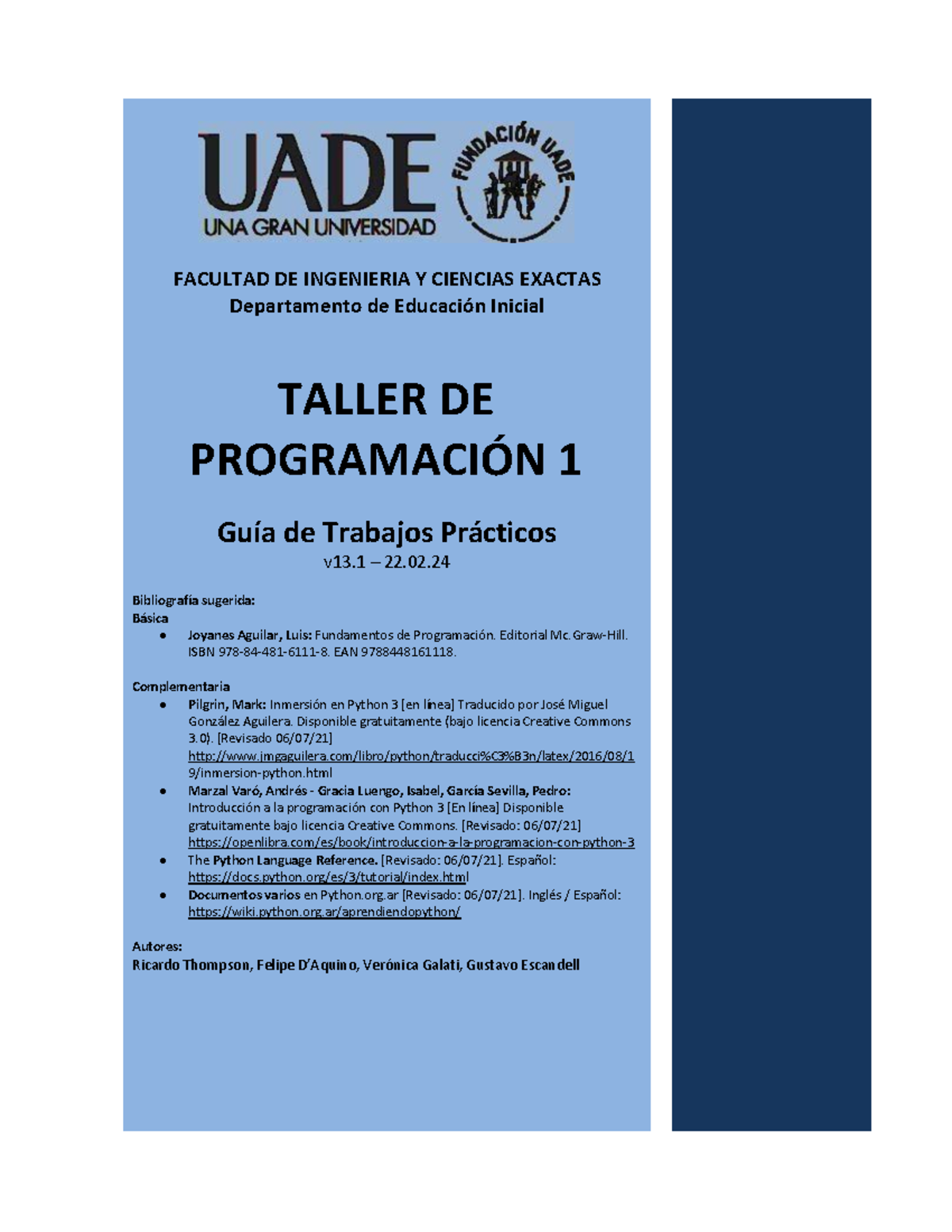 Guía de Trabajos Prácticos - Taller de Programación 1 (TP) - Studocu