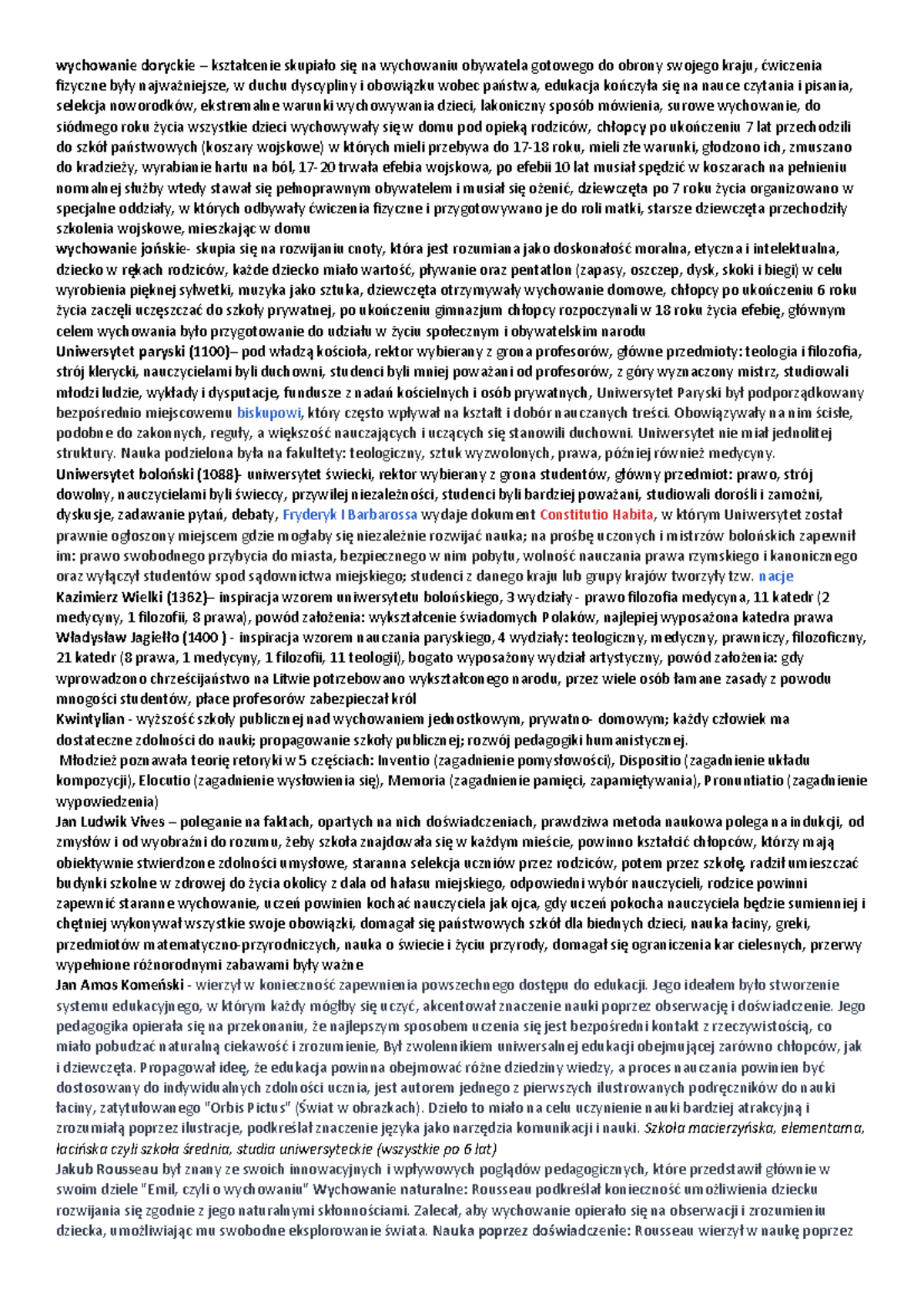 materiały do kolokwium - wychowanie doryckie – kształcenie skupiało się ...