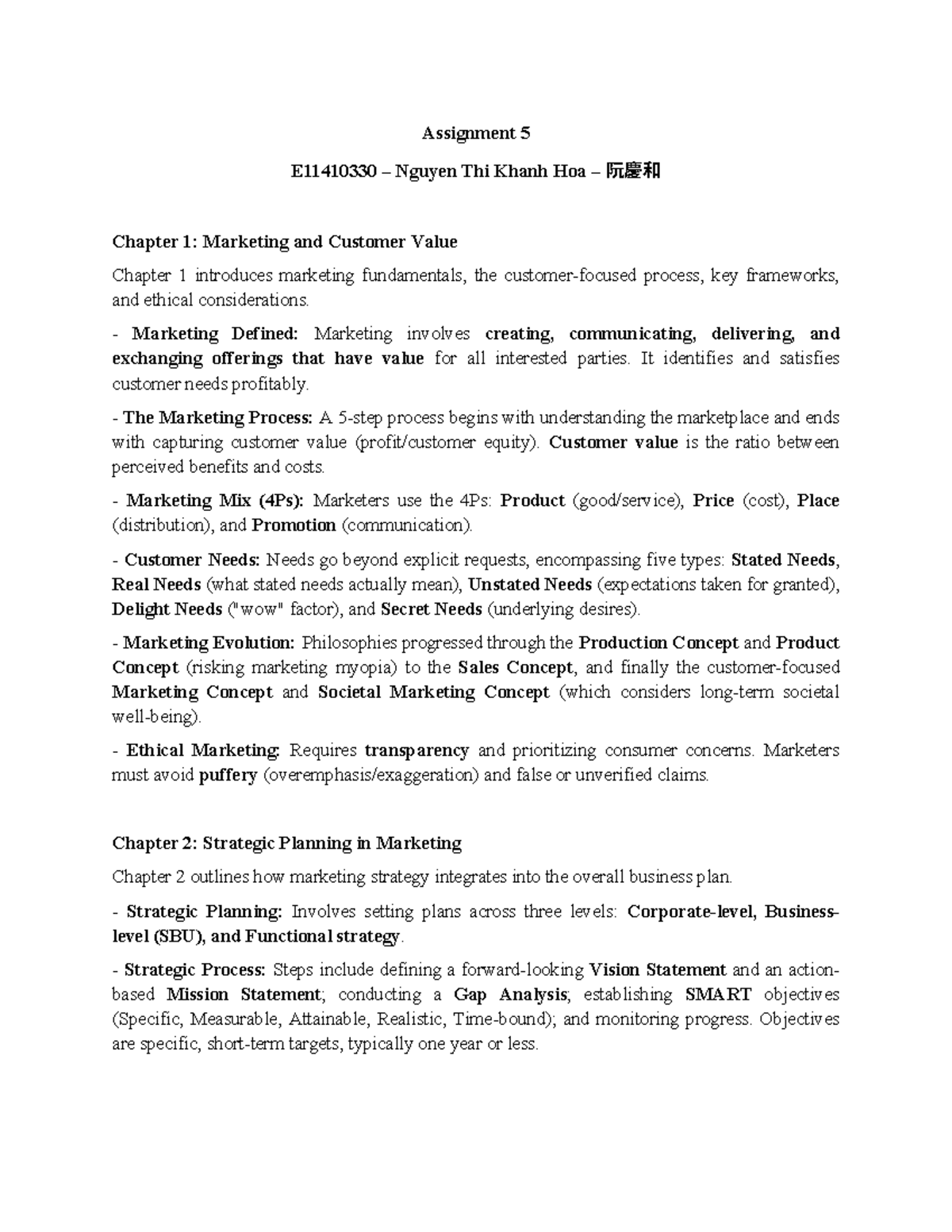 Assignment 5 E11410330: Marketing Fundamentals and Consumer Behavior ...