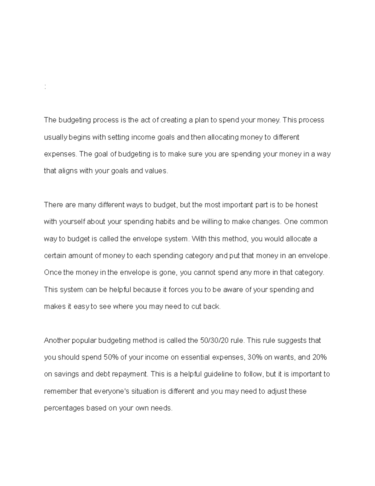 Personal Financial Literacy Course Outline: Budgeting & Saving (Part 1 ...