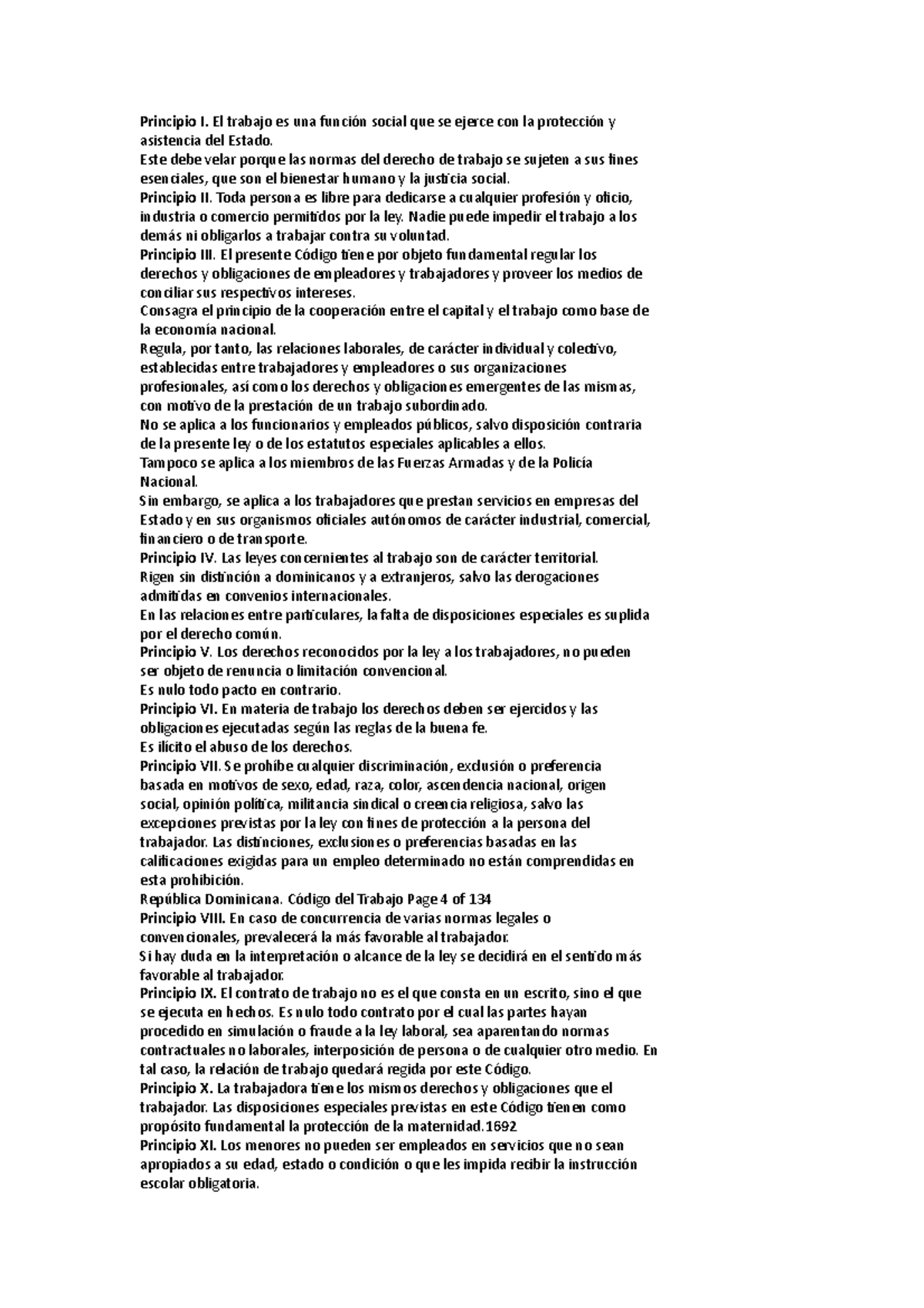 13 Principios LEY 16,92 - Principio I. El trabajo es una función social ...