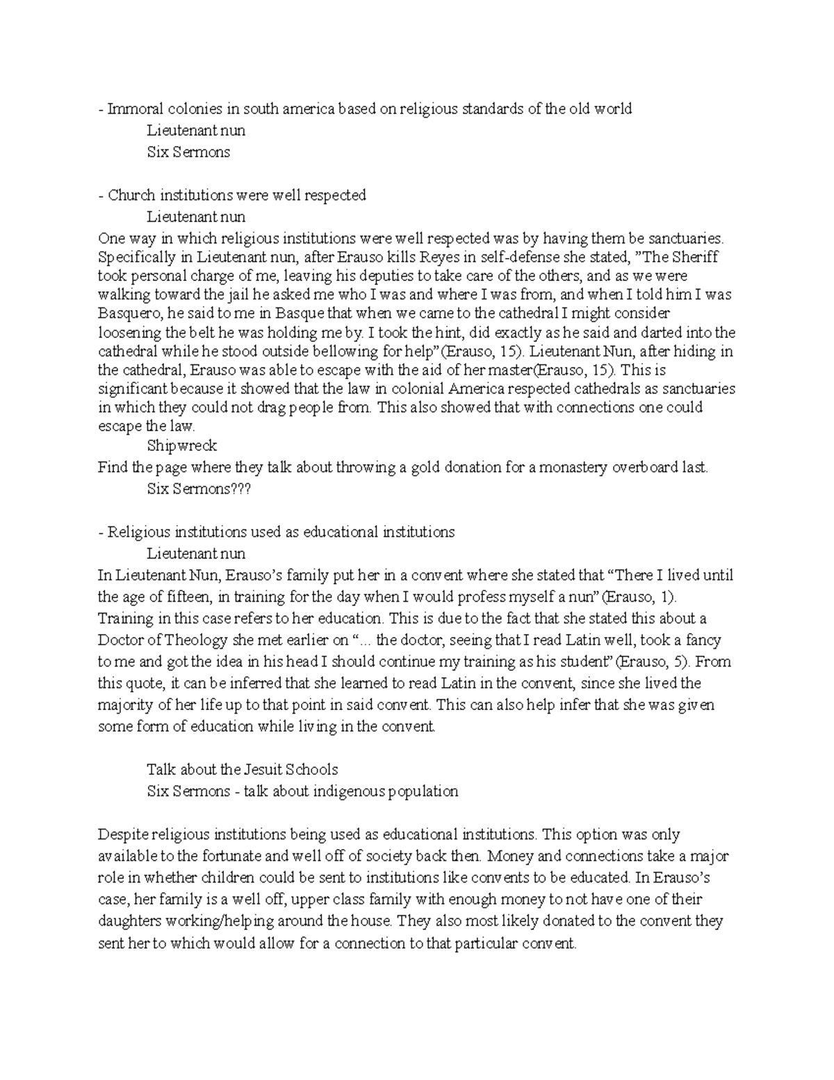 ENG 101 Writing Project 1: Religious Institutions and Colonial Society ...
