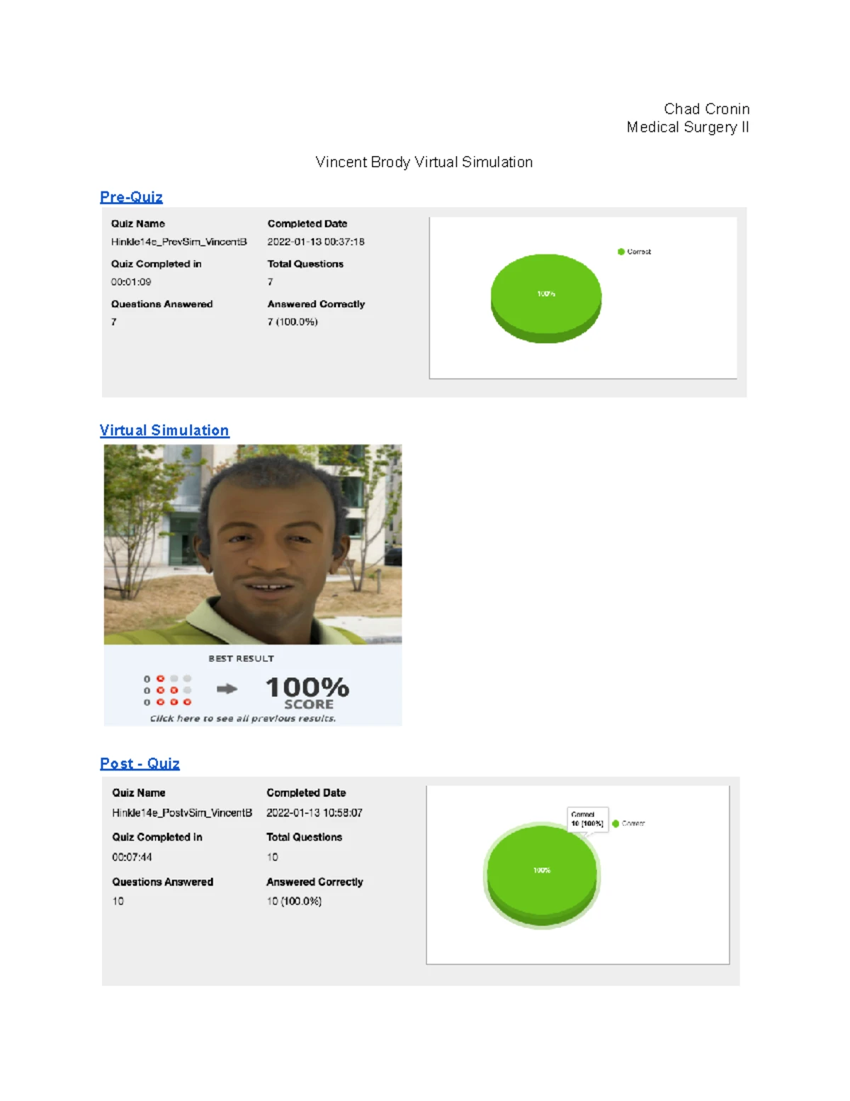 Carl Shapiro Virtual Simulation - Chad Cronin Med Surg II Carl Shapiro ...