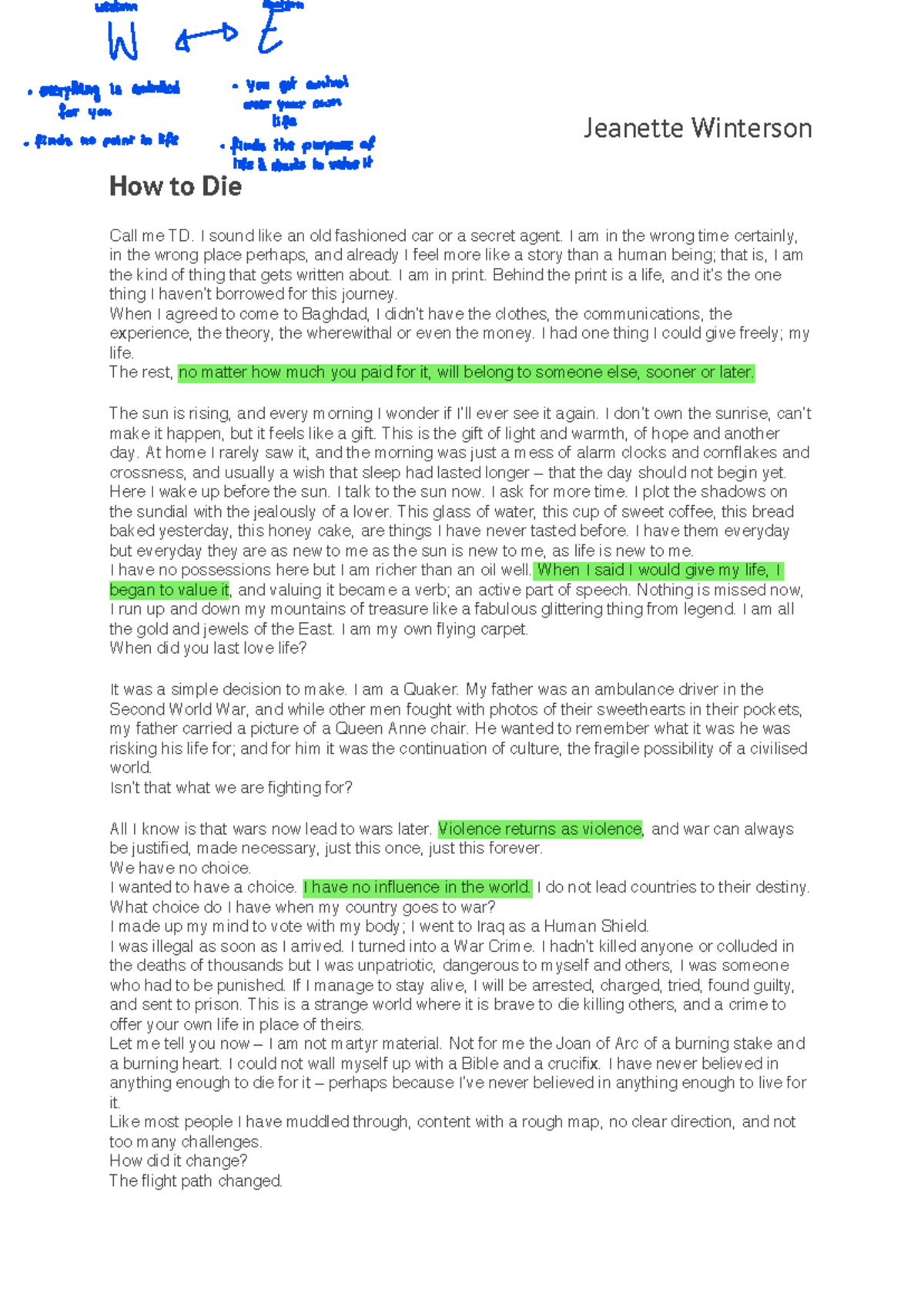 Short Story: How to Die - A Reflection on War and Love - Studocu