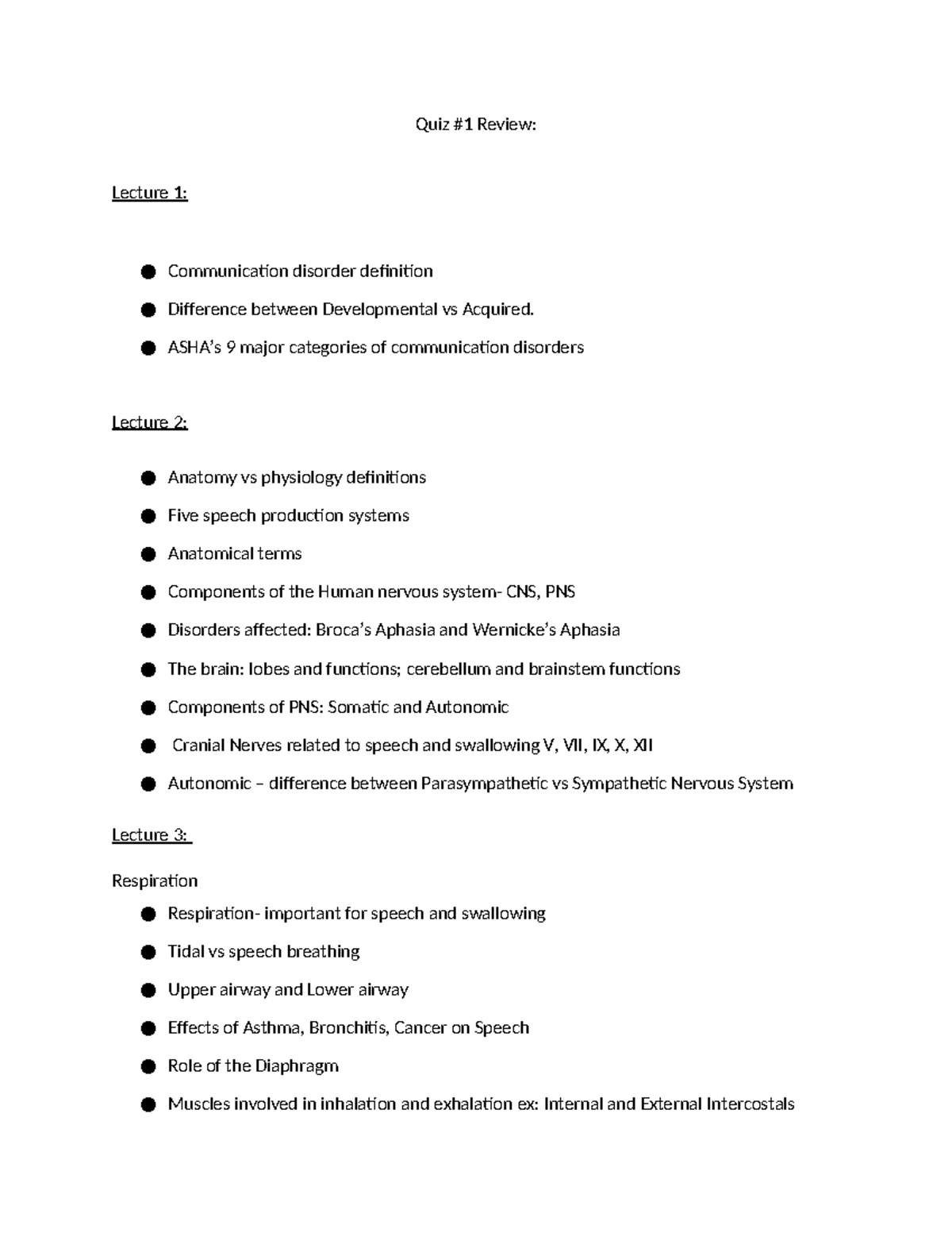 Communication Disorders: Quiz #1 Review Guide for CSD 101 - Studocu