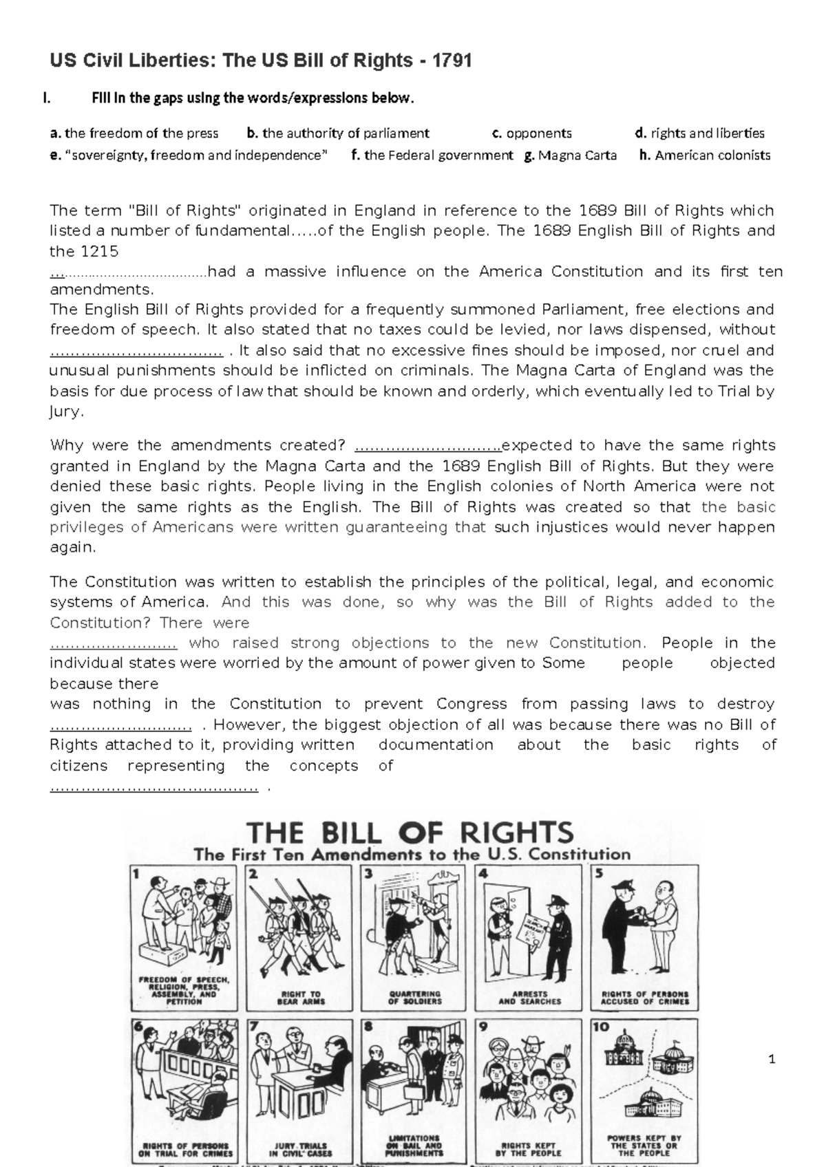 The Bill of Rights: Understanding US Civil Liberties (COUR Droit ...
