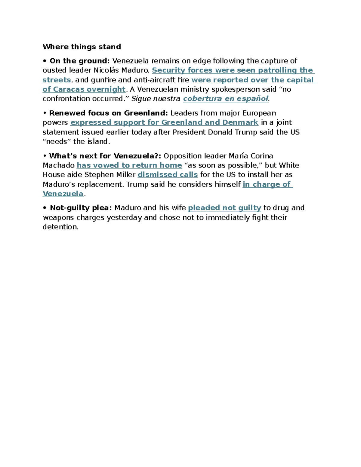 Venezuela Update: Tensions Rise After Maduro's Capture - Studocu