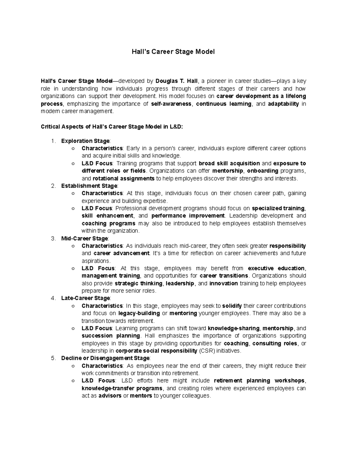 Hall's Career Stage Model: Enhancing L&D Across Employee Lifecycles ...
