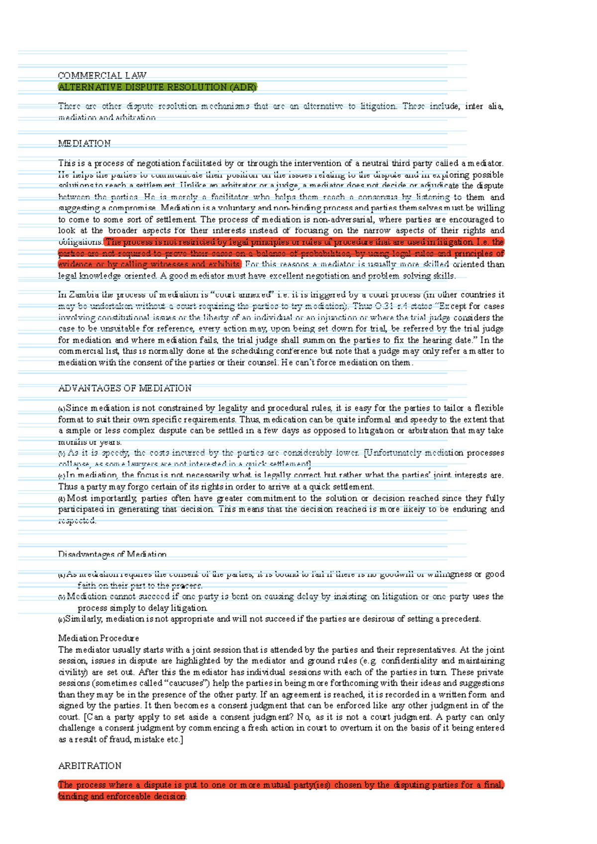 BLL 312 - Commercial Law II: Alternative Dispute Resolution (ADR ...