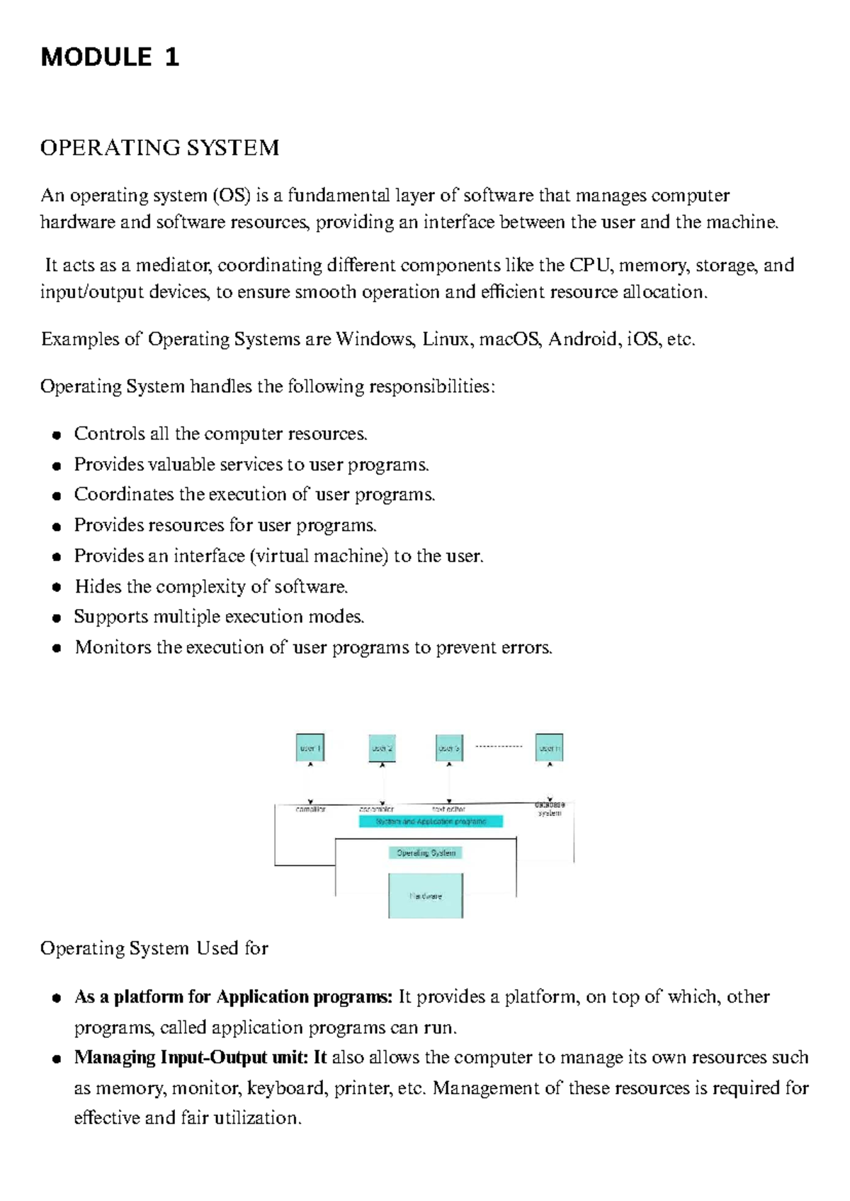 Module 1: Introduction to Operating Systems (OS) - Studocu