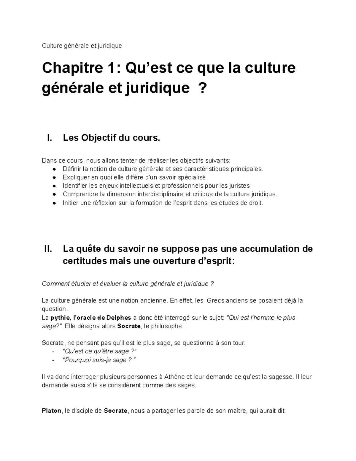 CGJ Chapitre 1 : Comprendre la Culture Juridique et Générale - Studocu