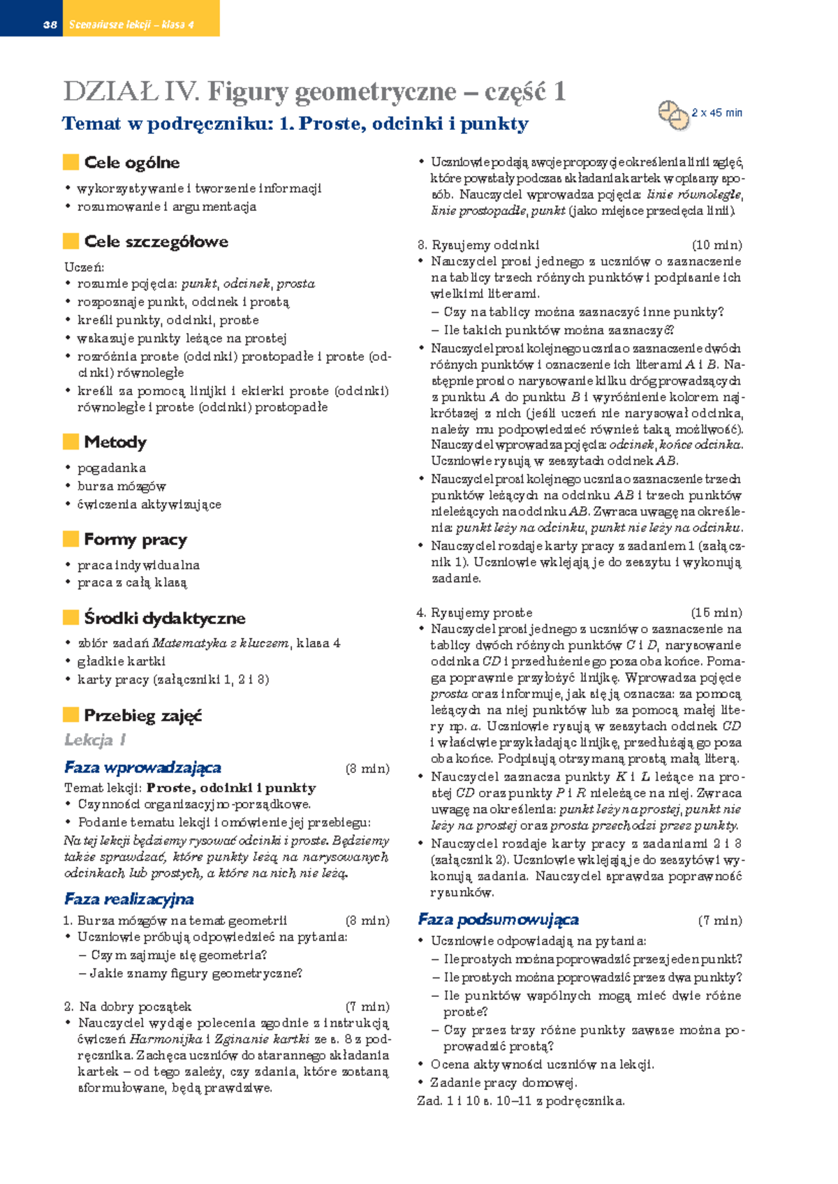 Scenariusze lekcji matematyki dla klasy 4: Figury geometryczne - Dział IV - Studocu