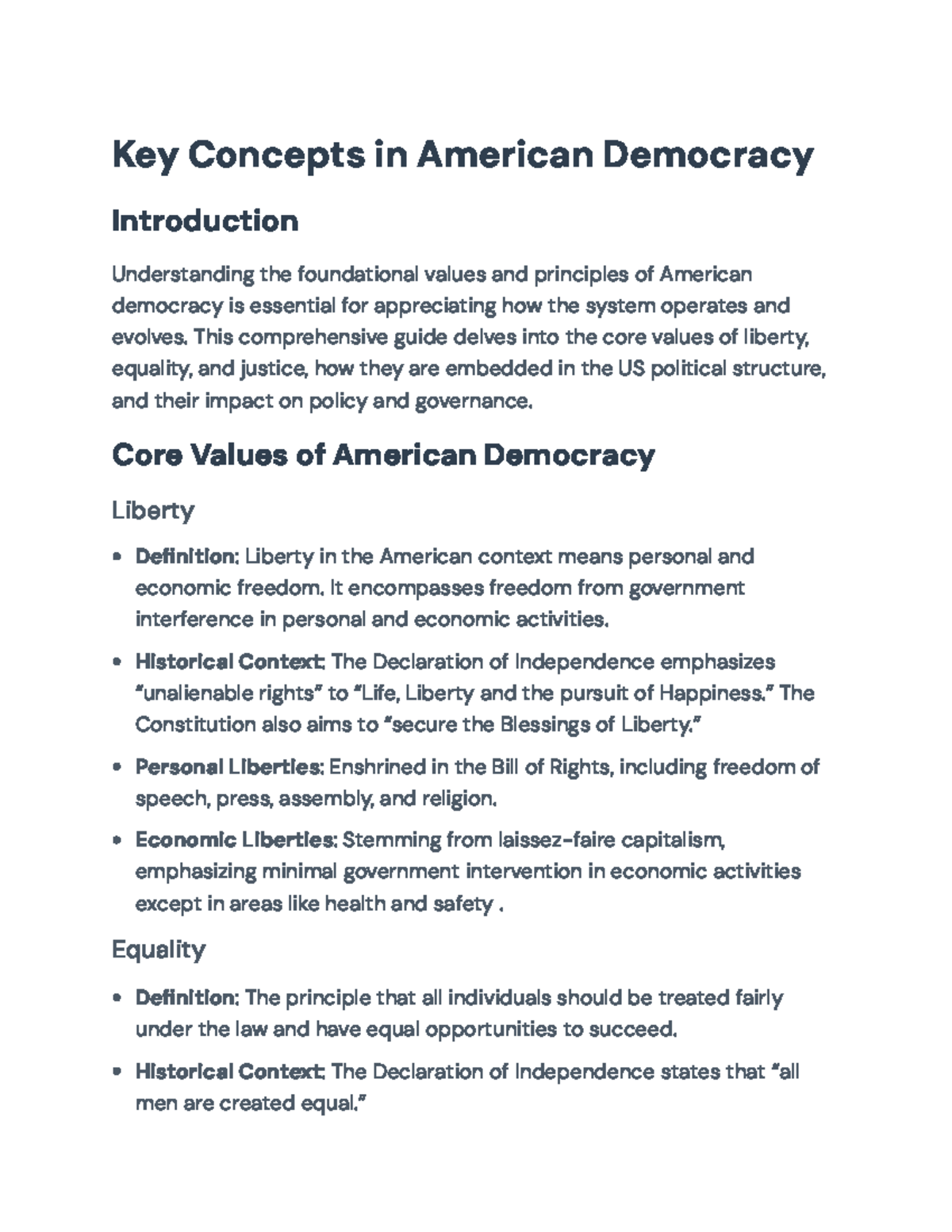 Understanding Core Values of American Democracy: Liberty, Equality ...